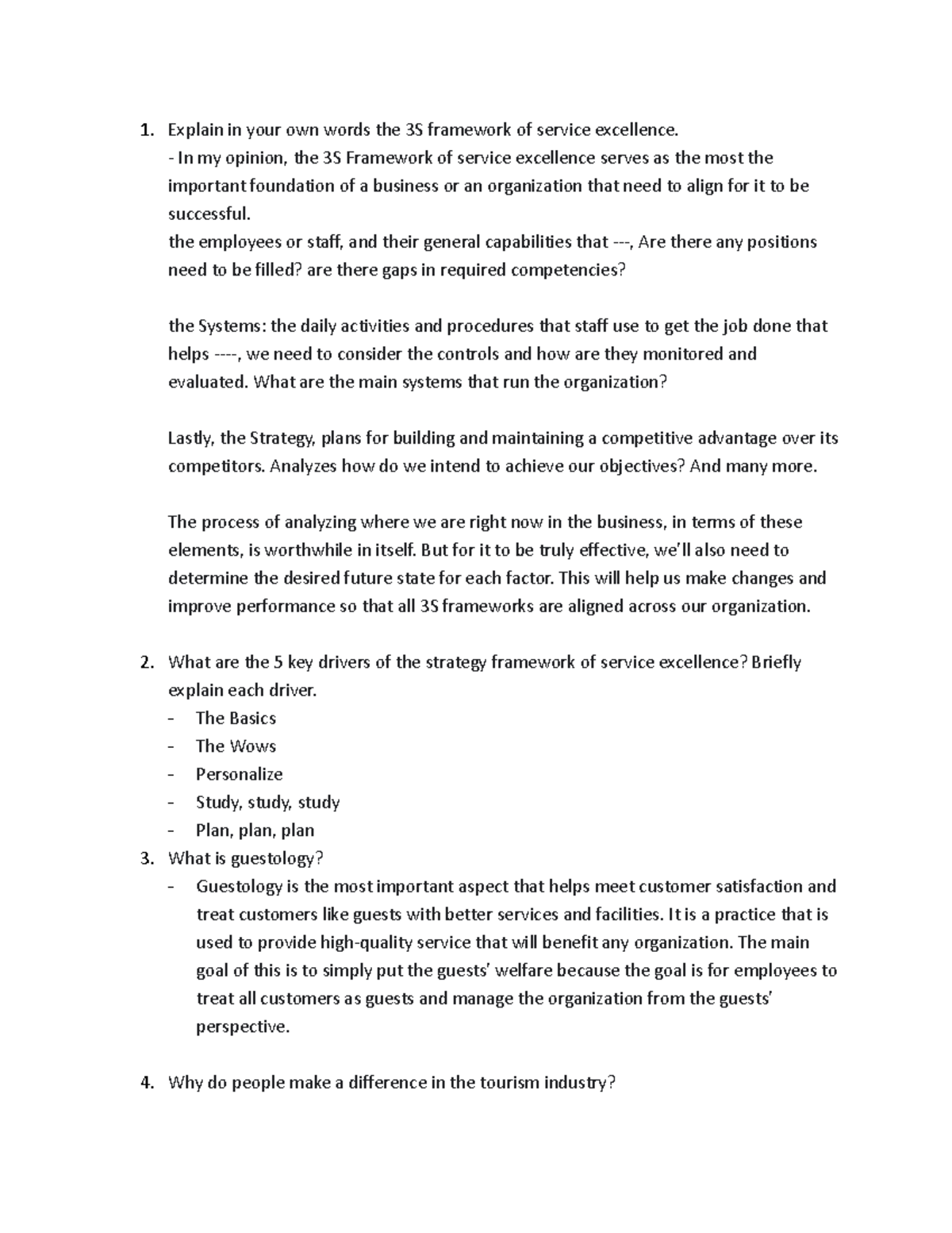 QUIZ - NAna - Explain in your own words the 3S framework of service ...