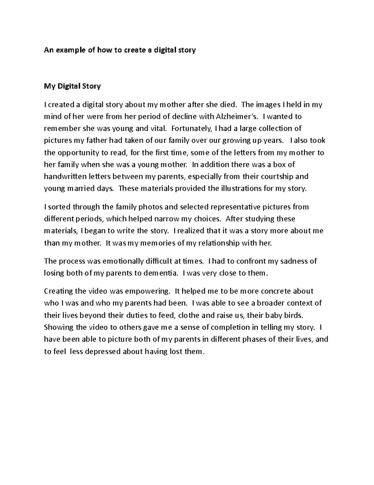 My Digital Story(1) - An example of how to create a digital story My ...