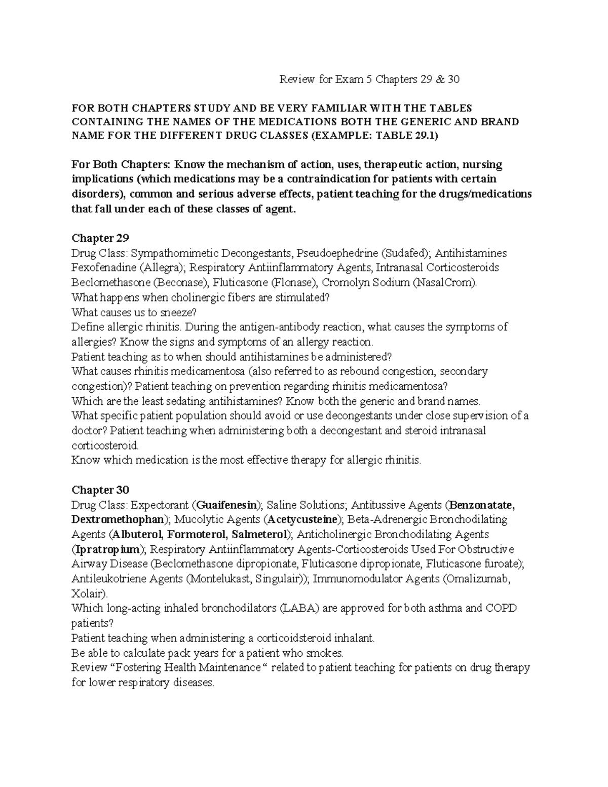 Review for Exam 5 Chapters 29 and 30 - Review for Exam 5 Chapters 29 ...