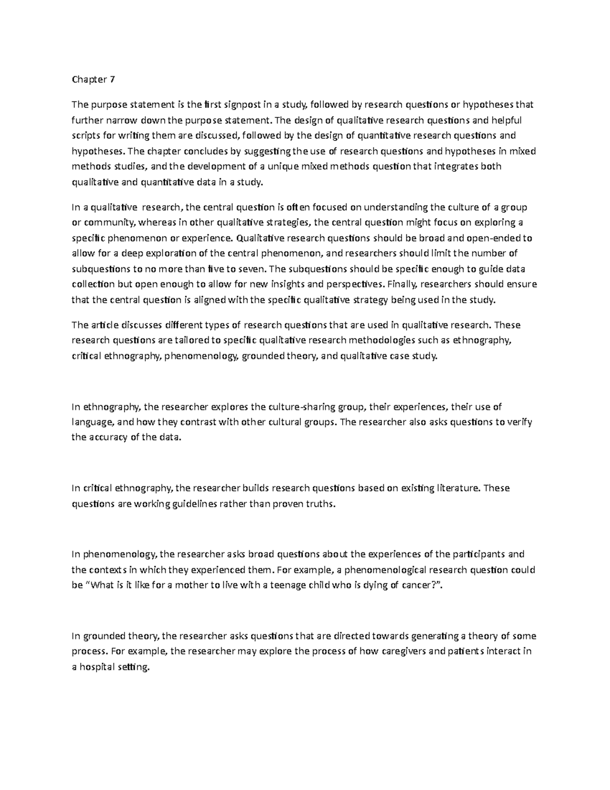 Chapter 7-WPS Office - Chapter 7 The purpose statement is the first ...