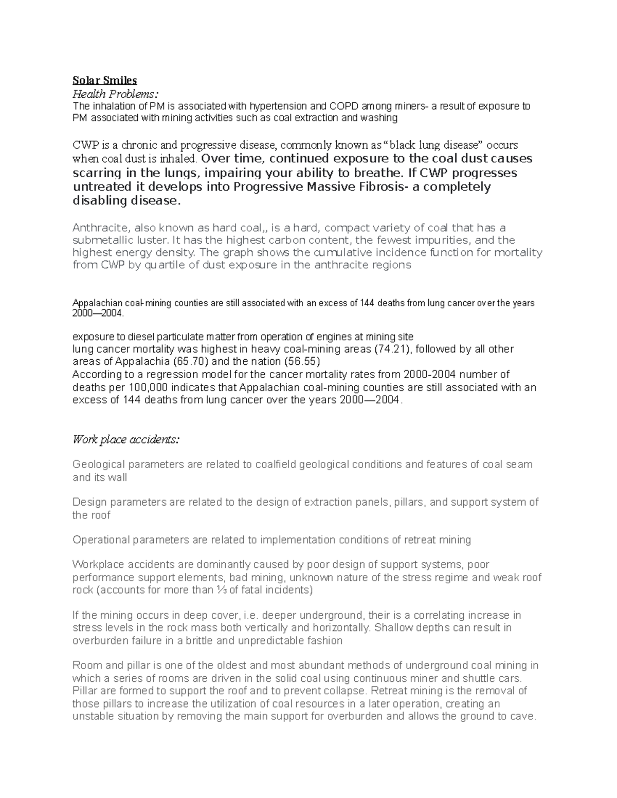 Presentation Scripts - Solar Smiles Health Problems: The inhalation of ...