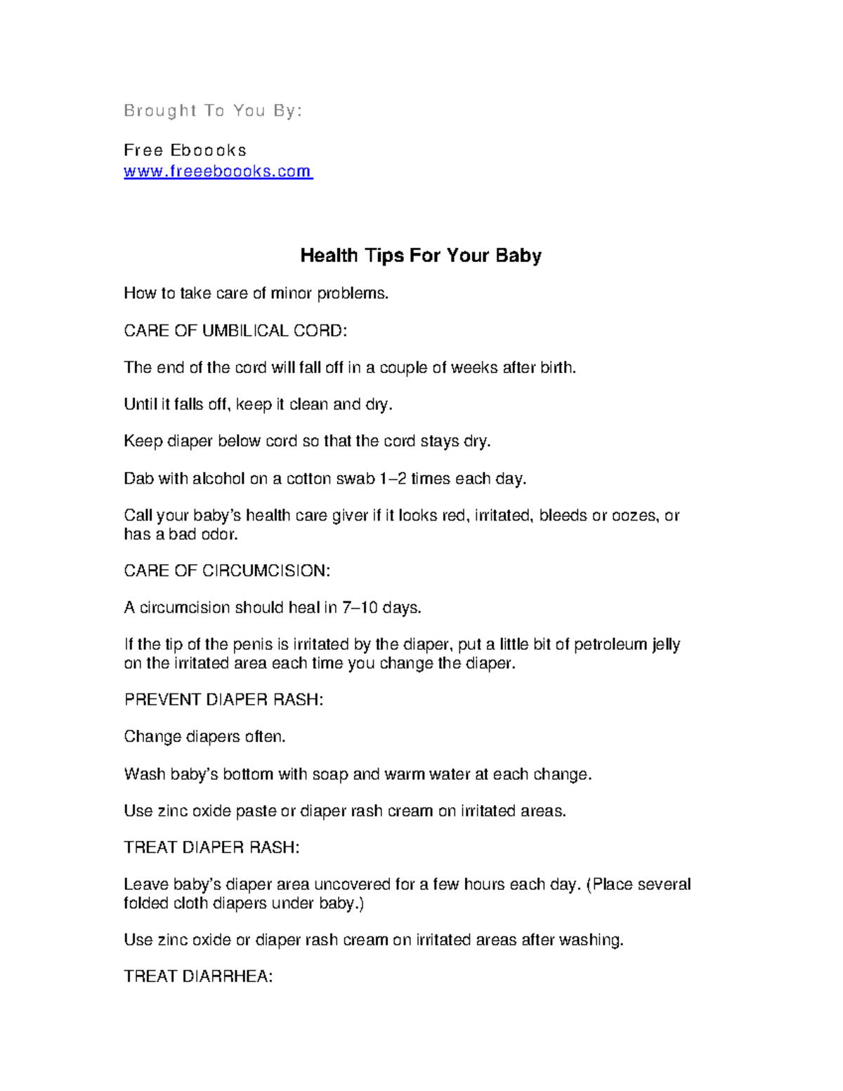 Health Tips for Your Baby - Br ought To You By: Fr e e Eboook s ...