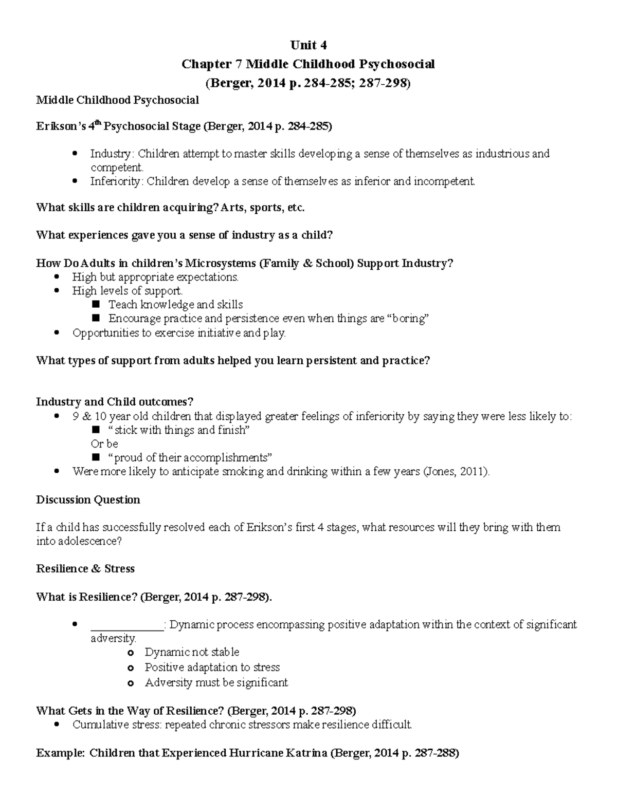 Unit 4 Chapter 7 Middle Childhood Psychosocial - Unit 4 Chapter 7 ...