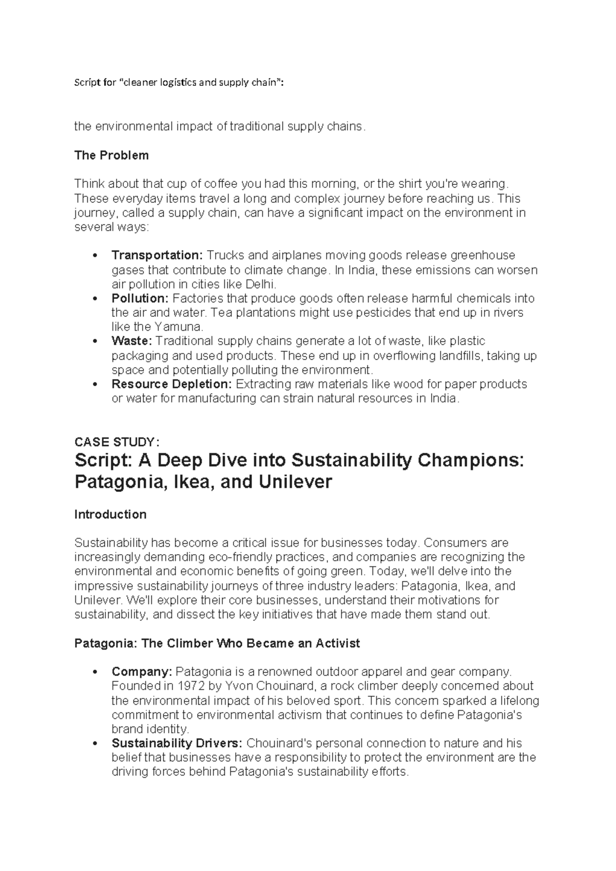 Scripthotstar - Script for “cleaner logistics and supply chain”: the ...