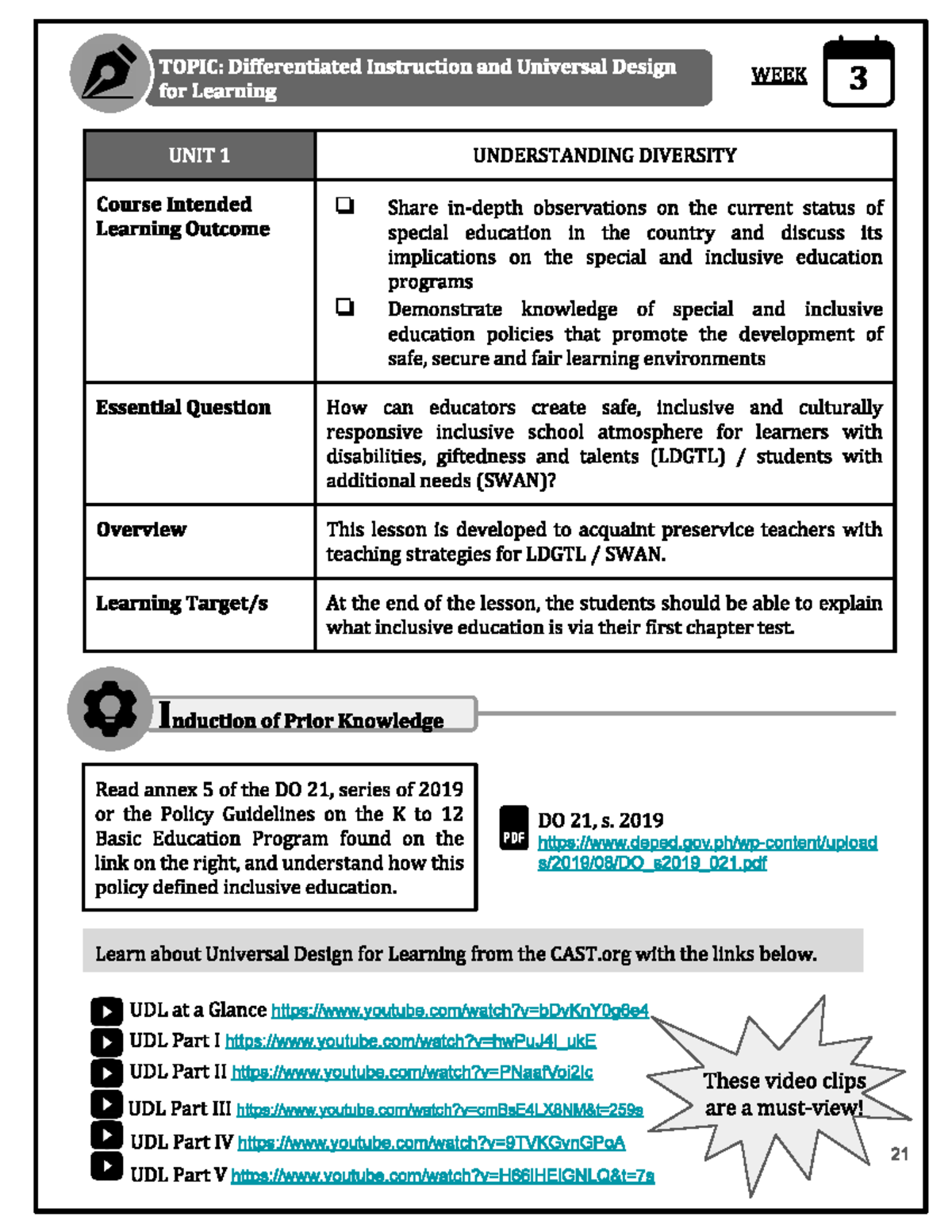02 Profed 05-Week-3 UDL Toolkit - General Education - Studocu