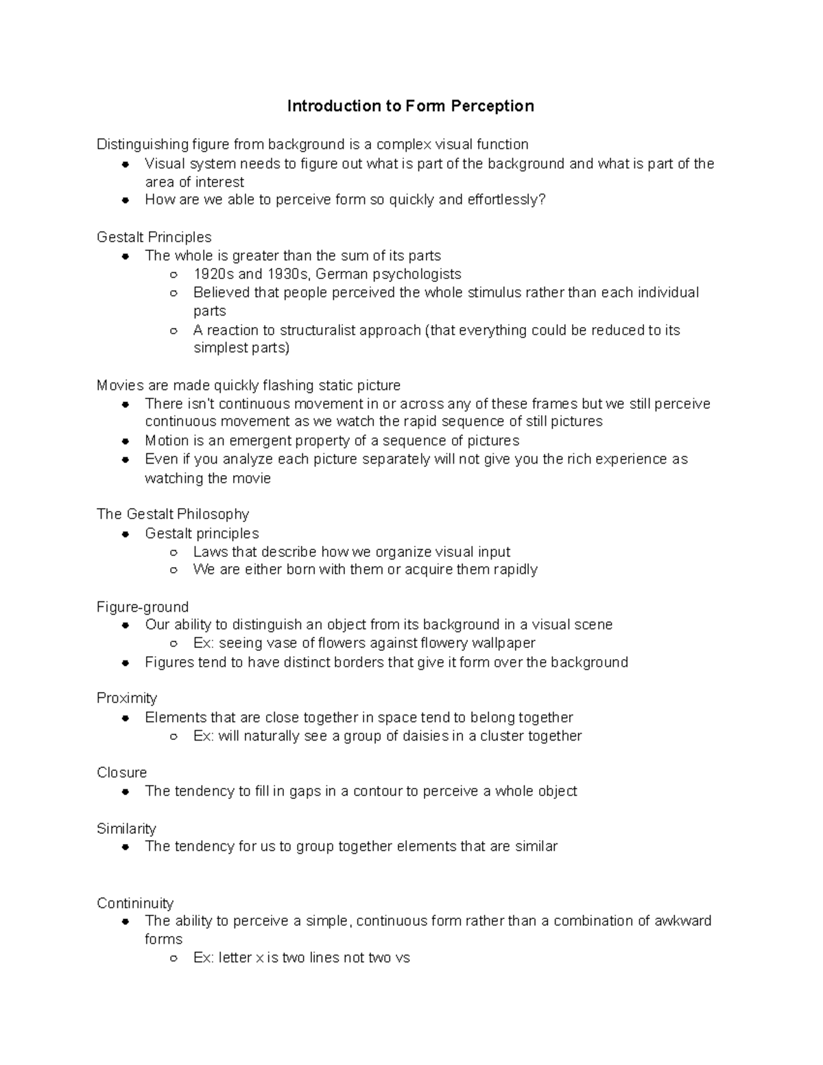 Introduction to Form Perception - Introduction to Form Perception ...