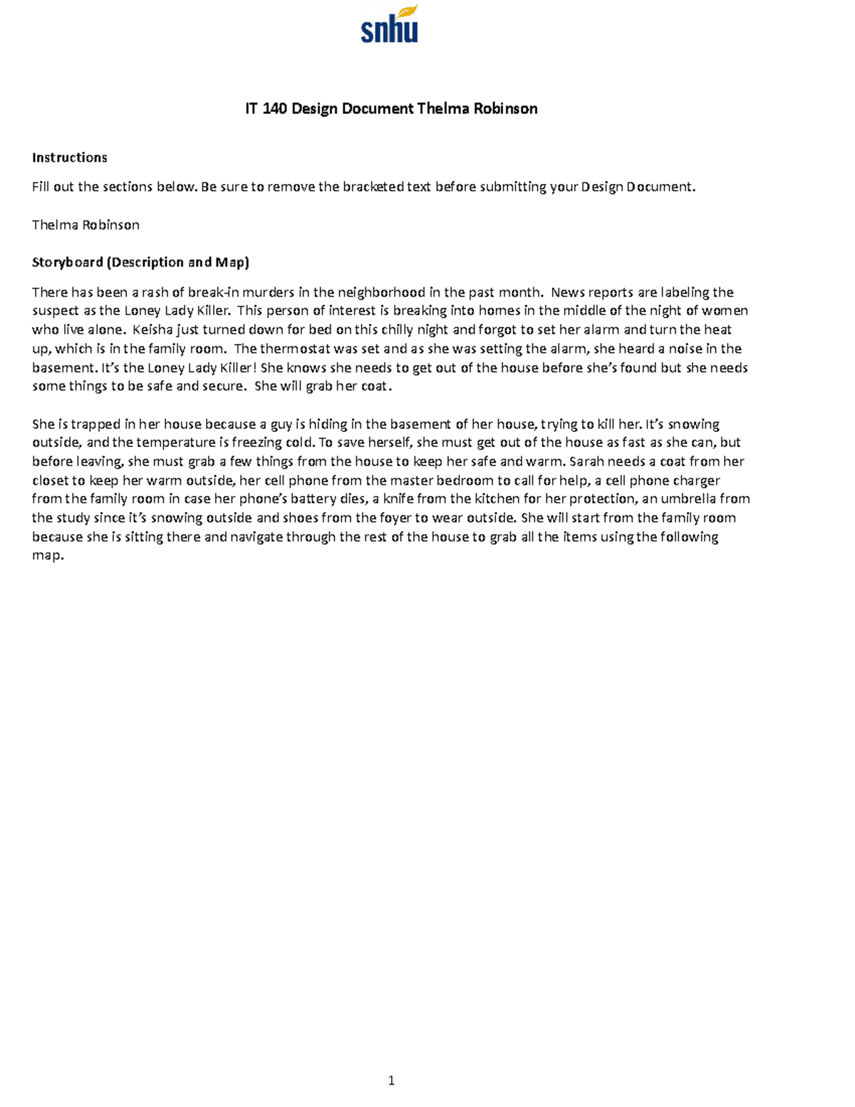 IT 140 Design Document - Thelma Robinson - IT 140 Design Document ...