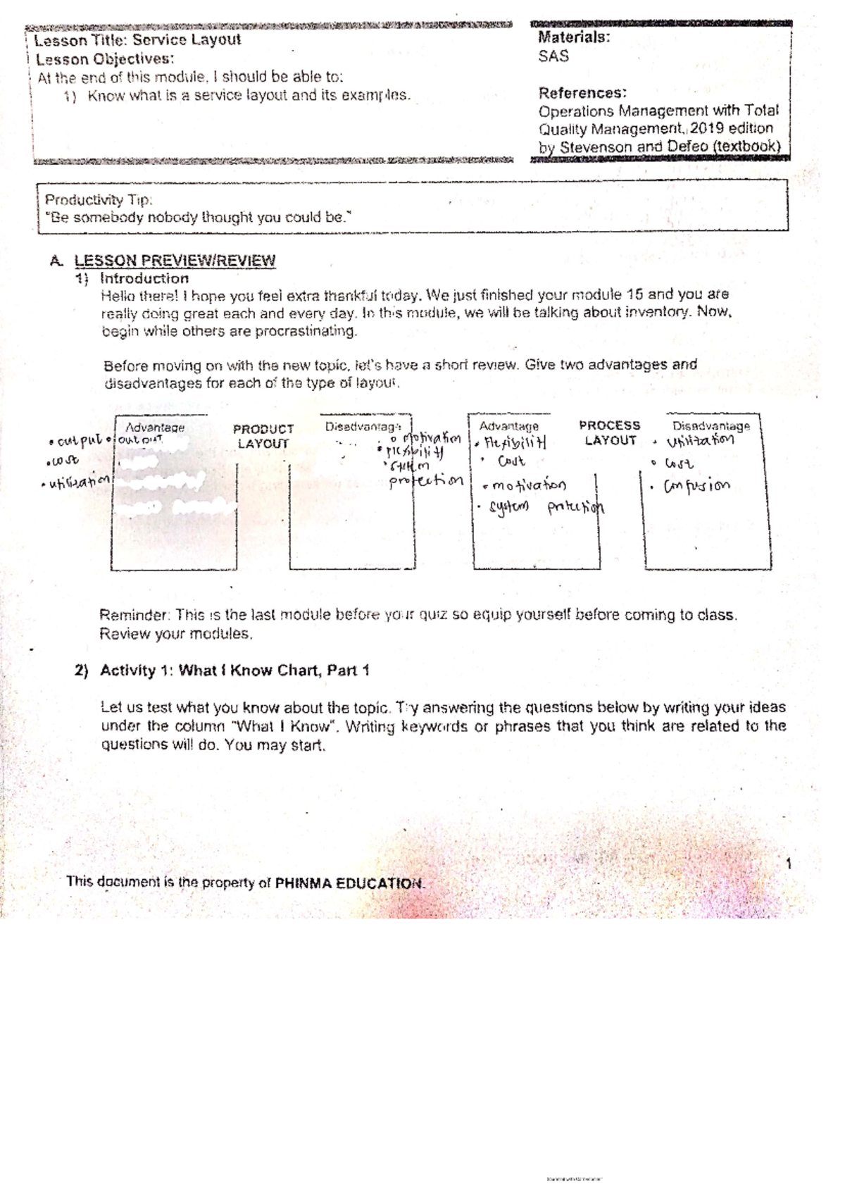 operation management - Studocu