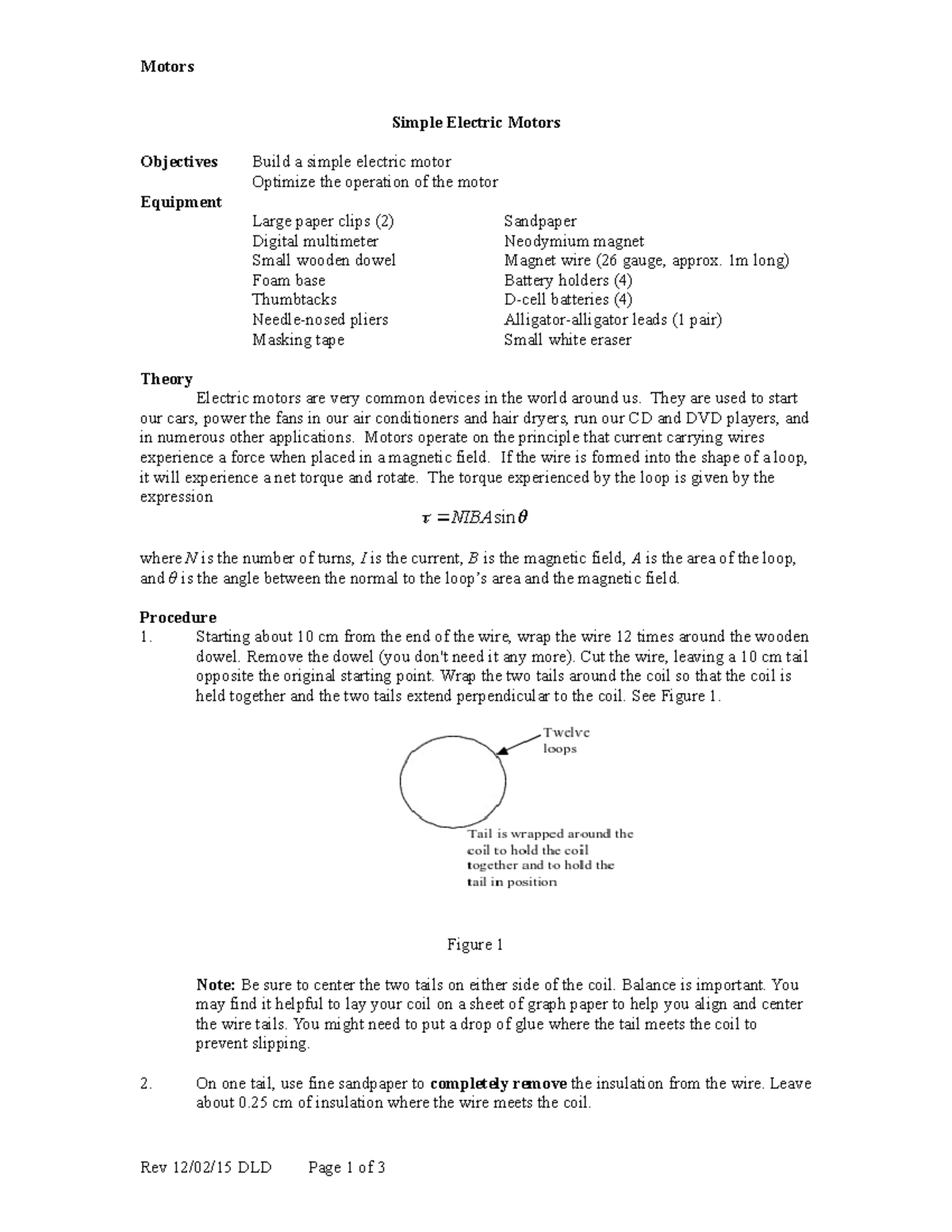 Smpl Elect Motor 1215 construction only - Motors Simple Electric Motors ...
