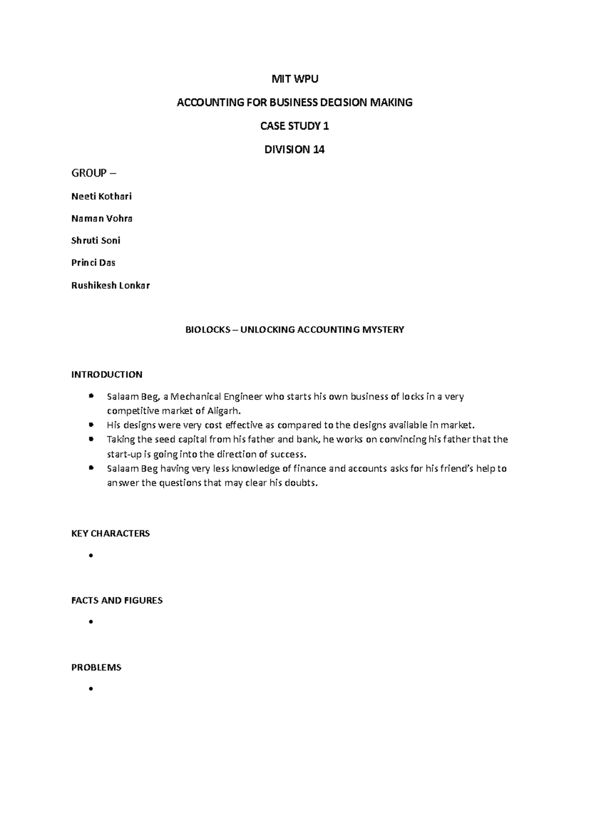 ABM CASE 1 Final - ... - MIT WPU ACCOUNTING FOR BUSINESS DECISION ...