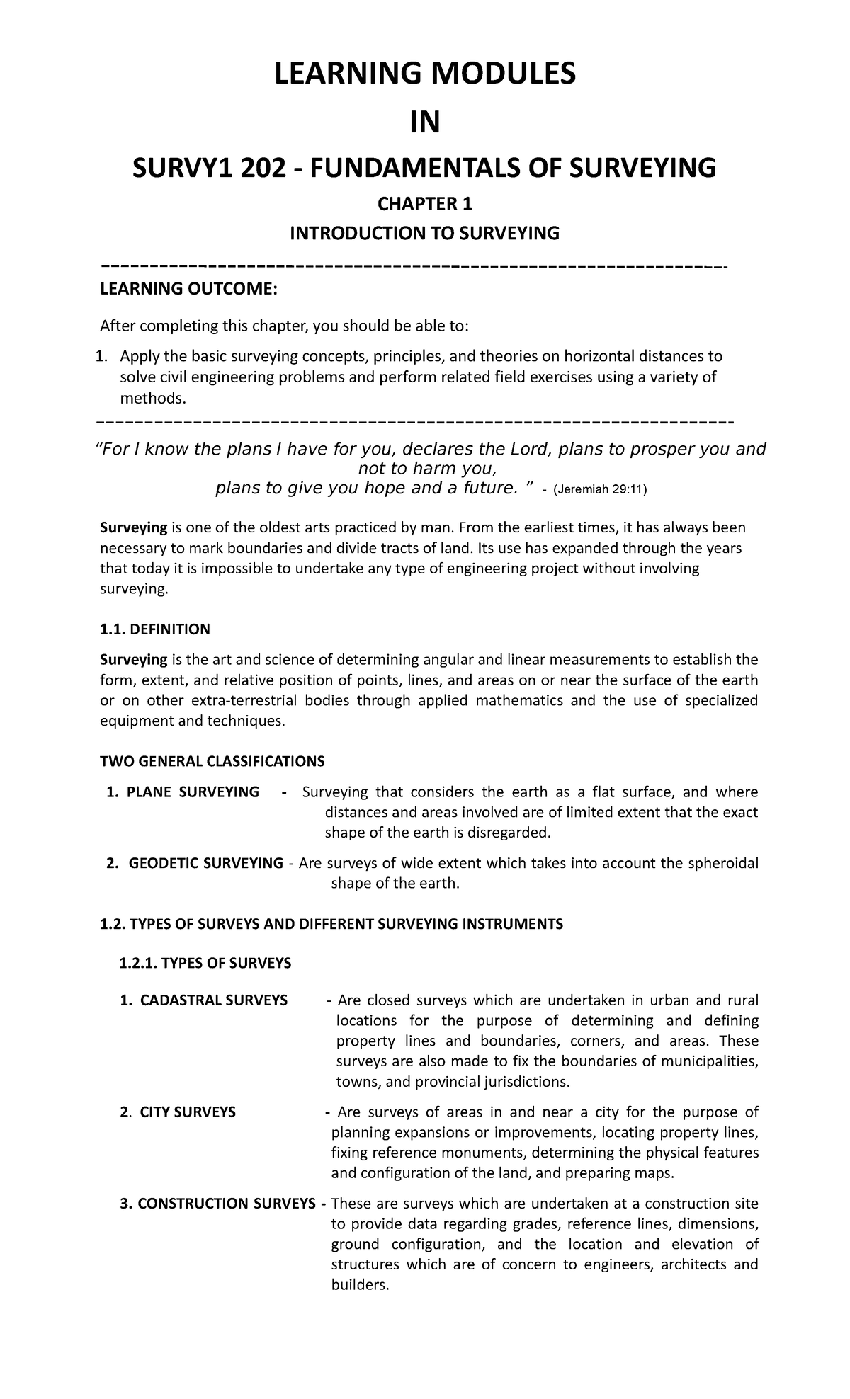 Survy 1 202 WEEK 1- 2 Lessons - LEARNING MODULES IN SURVY1 202 ...