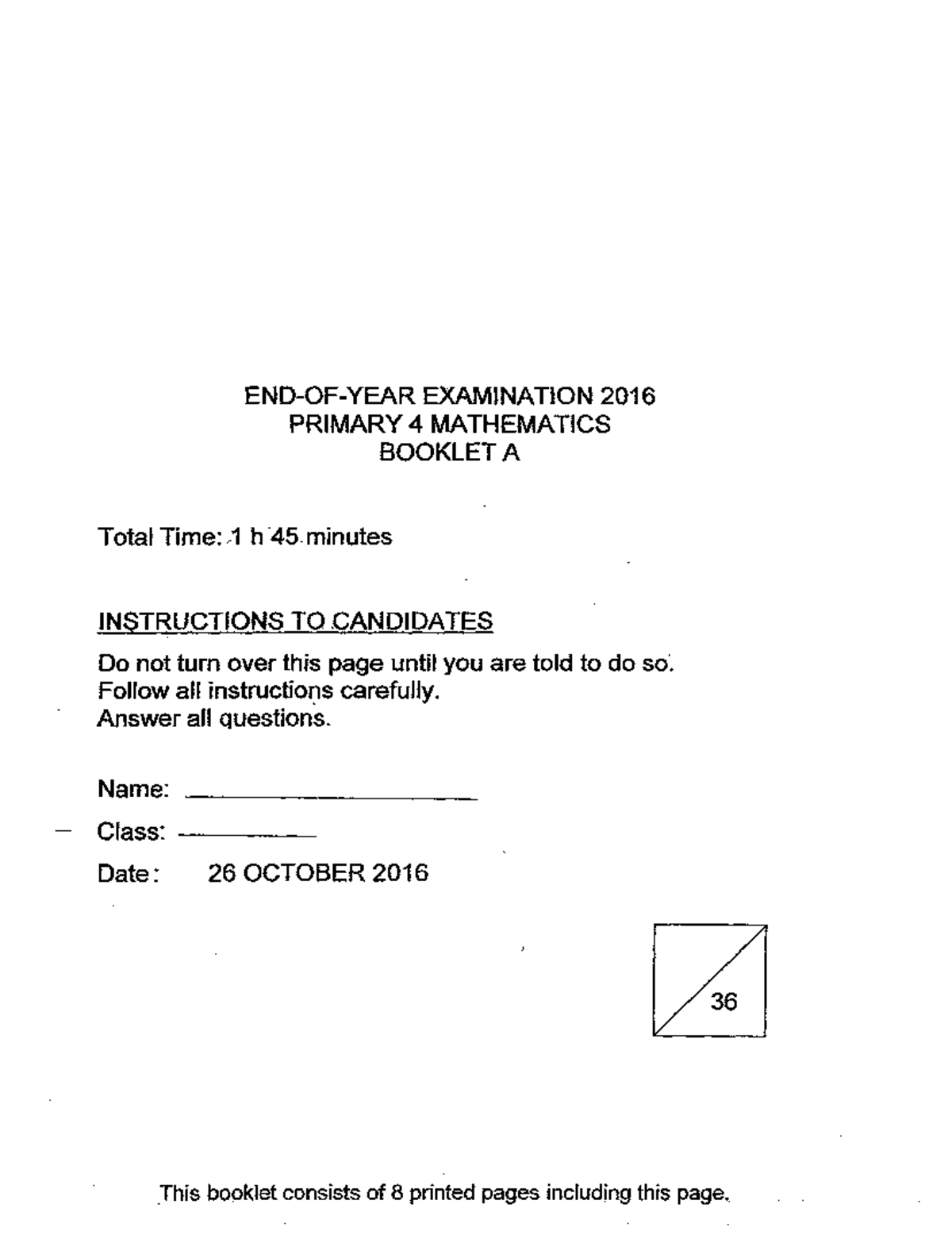 P4 Maths SA2 2016 MGS Easy Exam Papers - Studocu