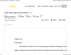 CHEM120Lreview - u Chem 120L exam Flashcards | Quizlet Experiment 1 ...