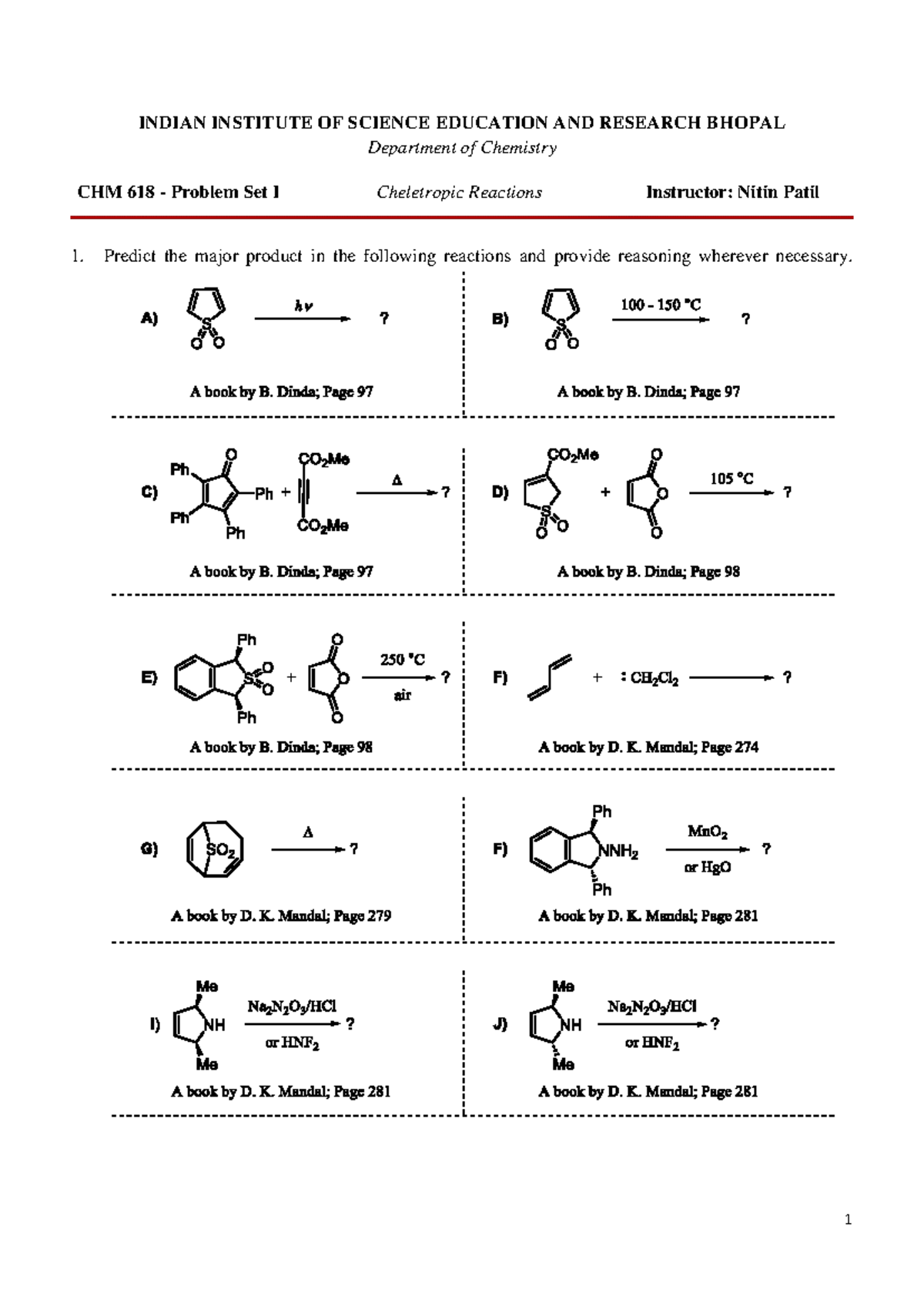 Problem Set 04 - Cheletropic Reaction - General Chemistry - Predict the ...