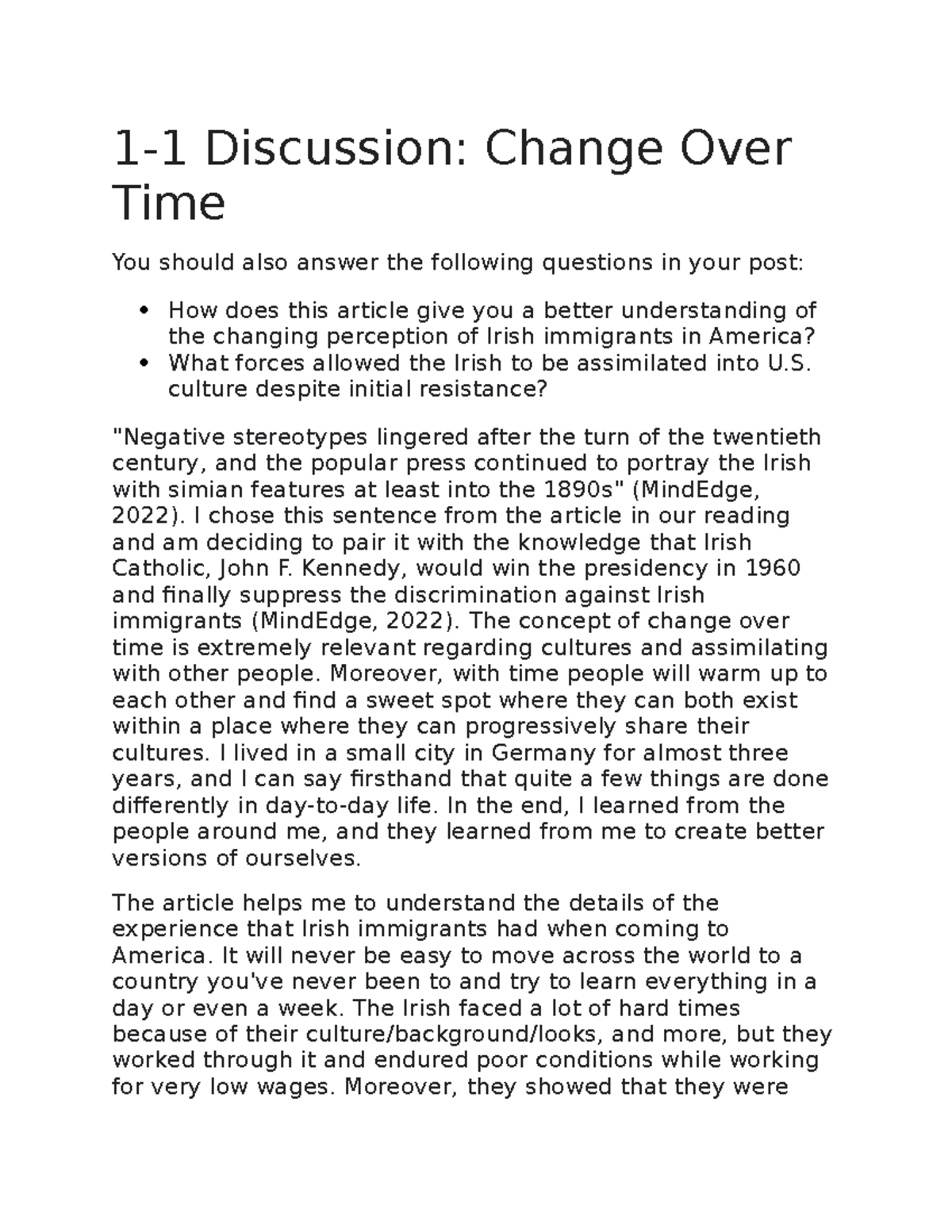 Module 1 1-1 Discussion Change Over Time - 1-1 Discussion: Change Over ...