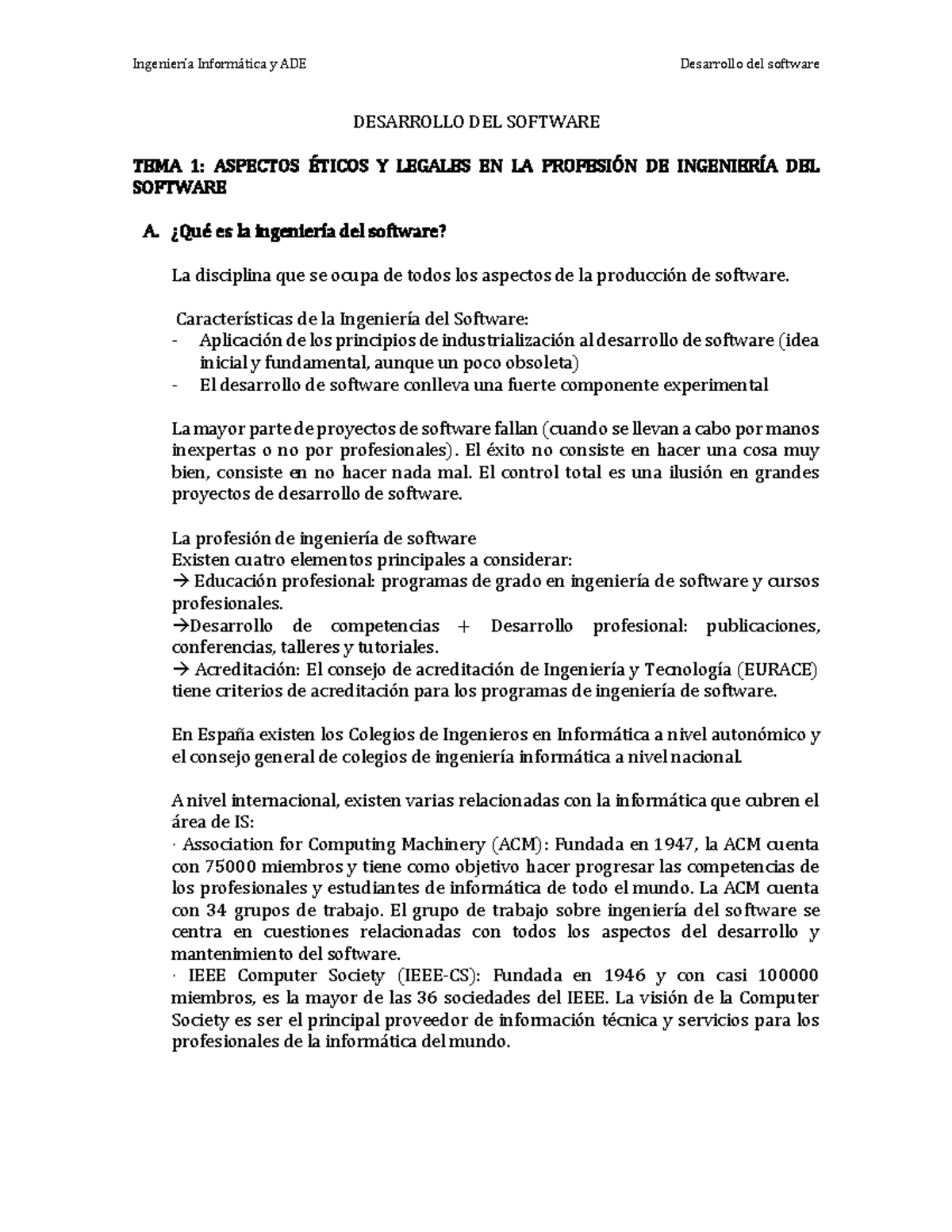 TEMA 1 Desarrollo DEL Software - IngenierÌa Inform·tica y ADE ...
