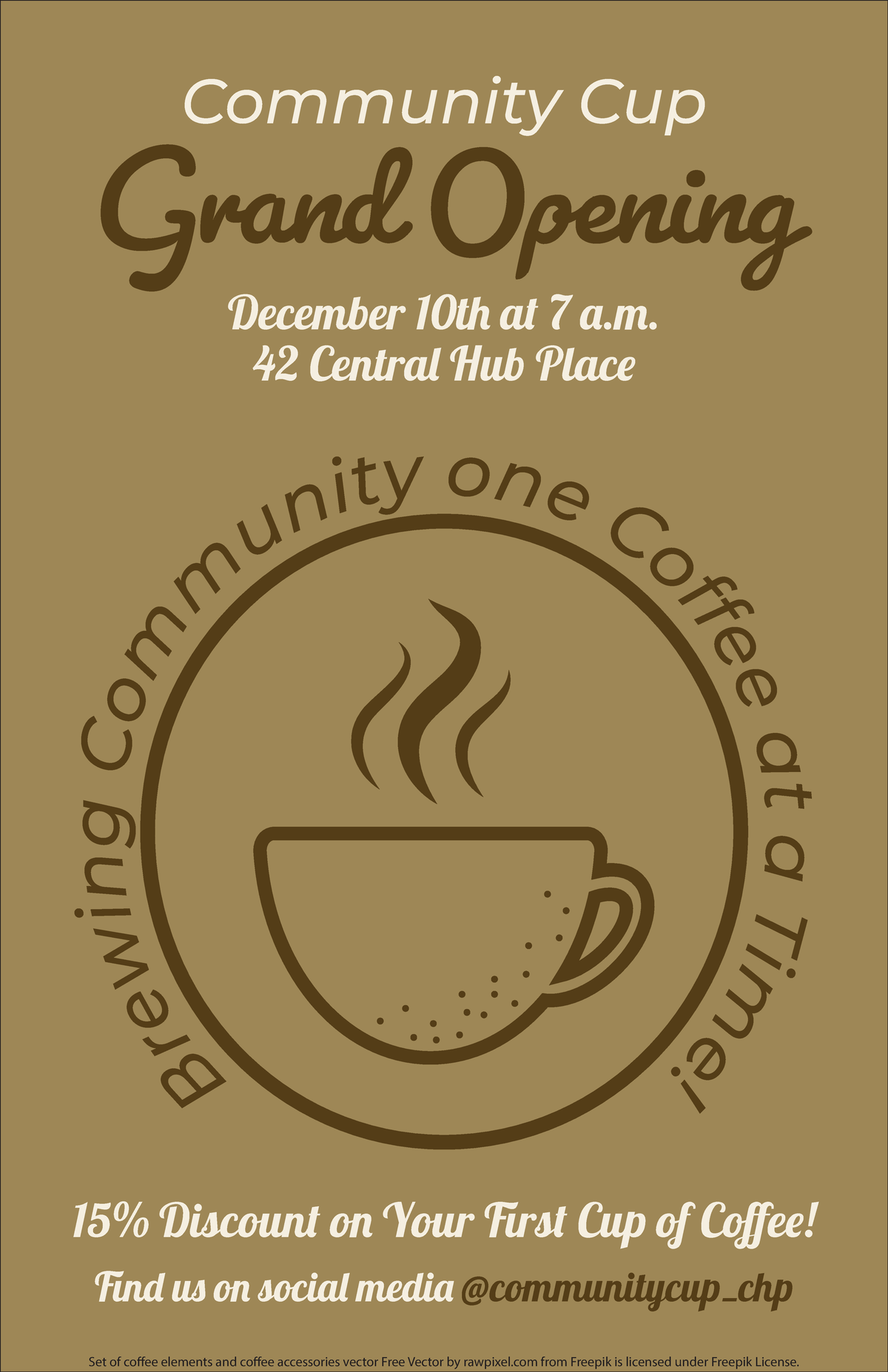 Coffee Shop Poster - GRA 205 - Grand Opening B r e w i n g C o m m u n ...