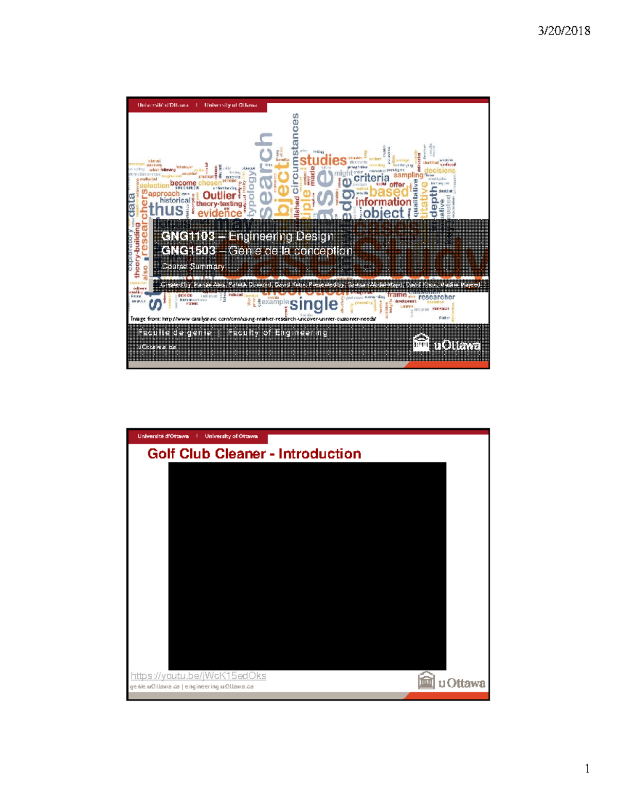 18 Golf Case Study V7 - lecture notes - u Ot t a w a .ca Fa cu lt é d e ...
