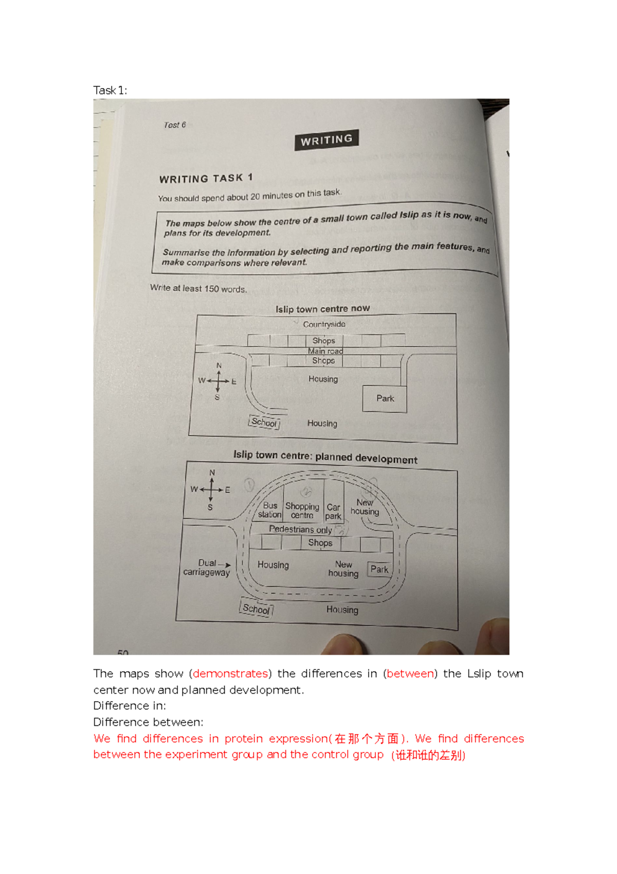 Test-6 写作 - this is a ILETS essay - Task1: The maps show (demonstrates ...