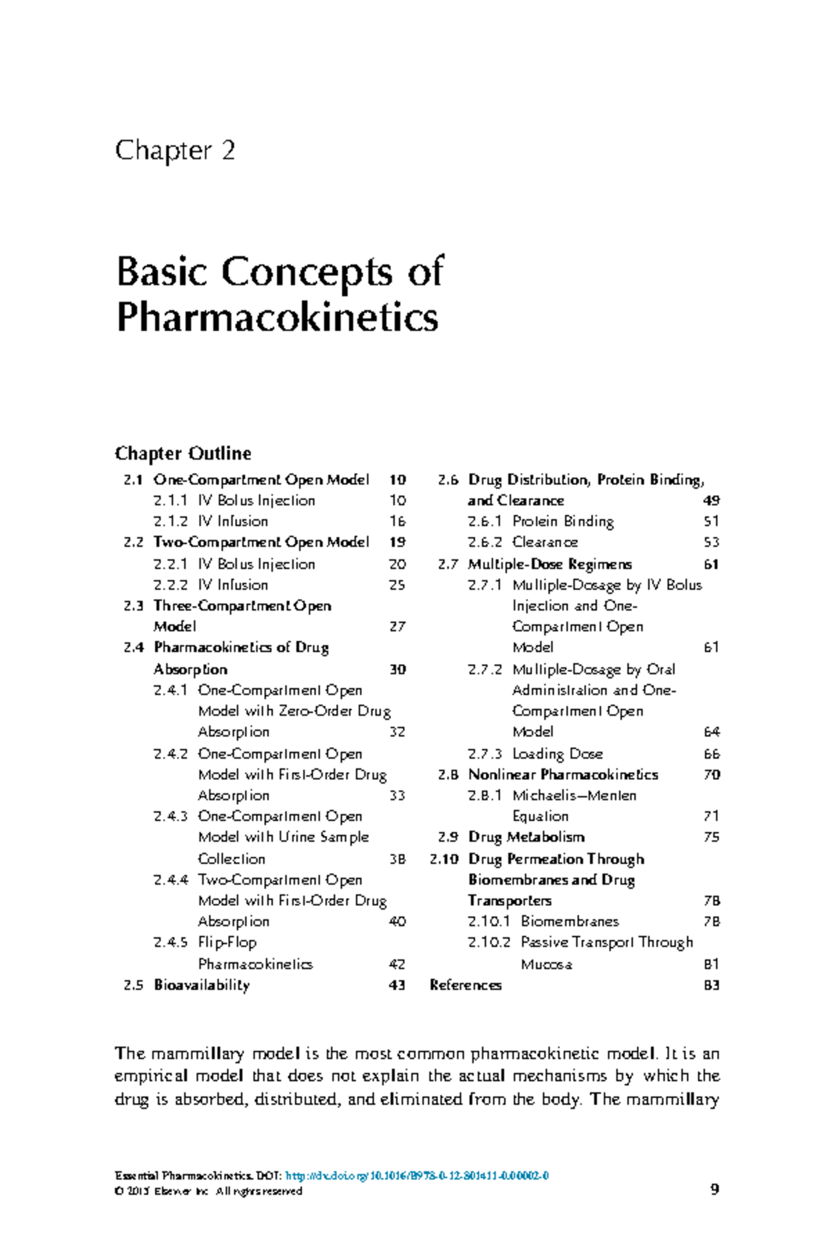 Loftsson 2015 - Pharmacokinetics - Chapter 2 Basic Concepts of Pharmacokinetics Chapter Outline ...