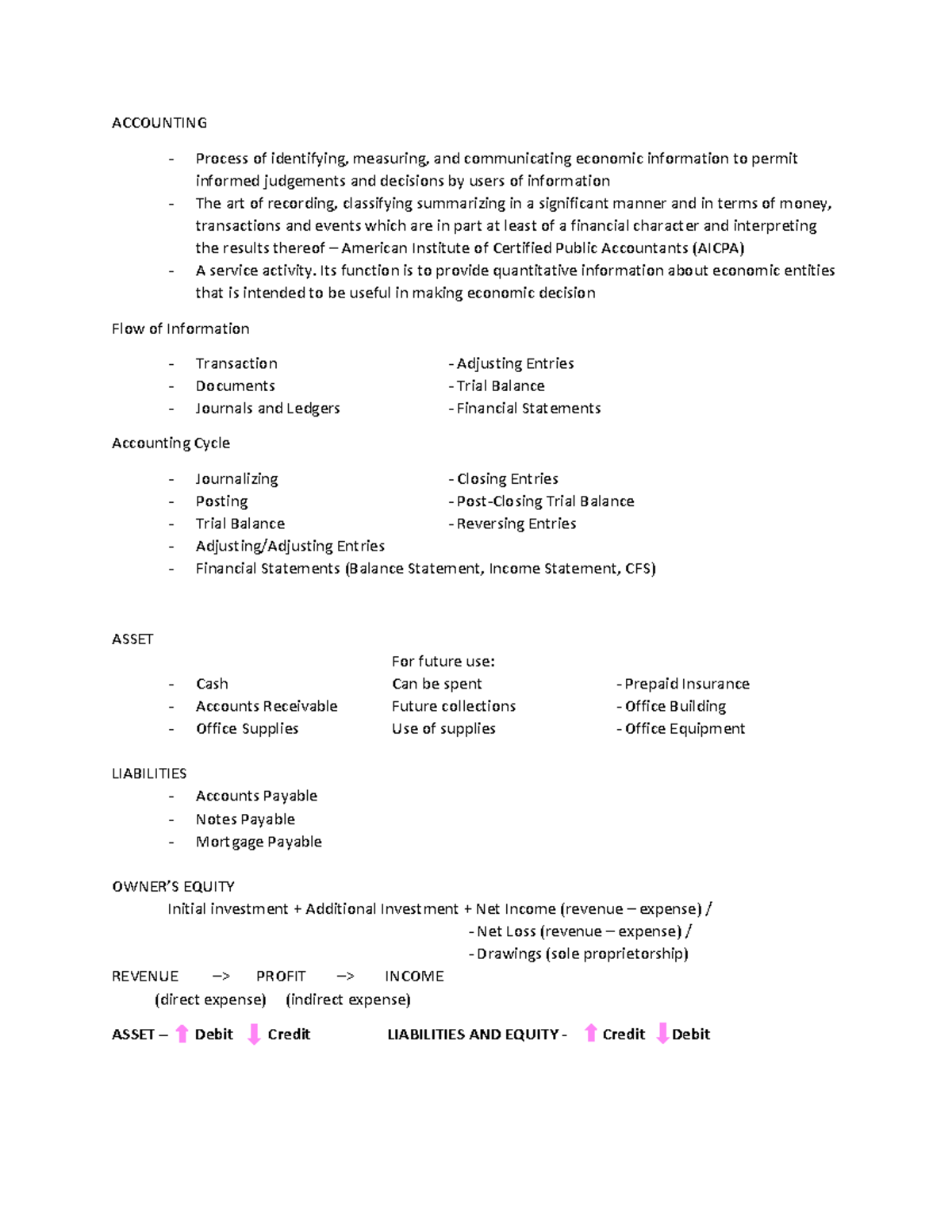 Fundamentals of Accounting Lecture Notes - ACCOUNTING Process of ...