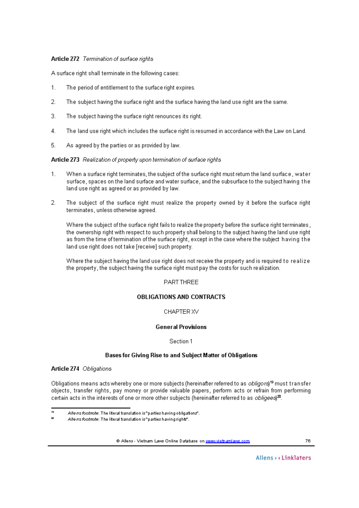 Vietnam Civil Code 2015 1 - Article 272 Termination of surface rights A ...