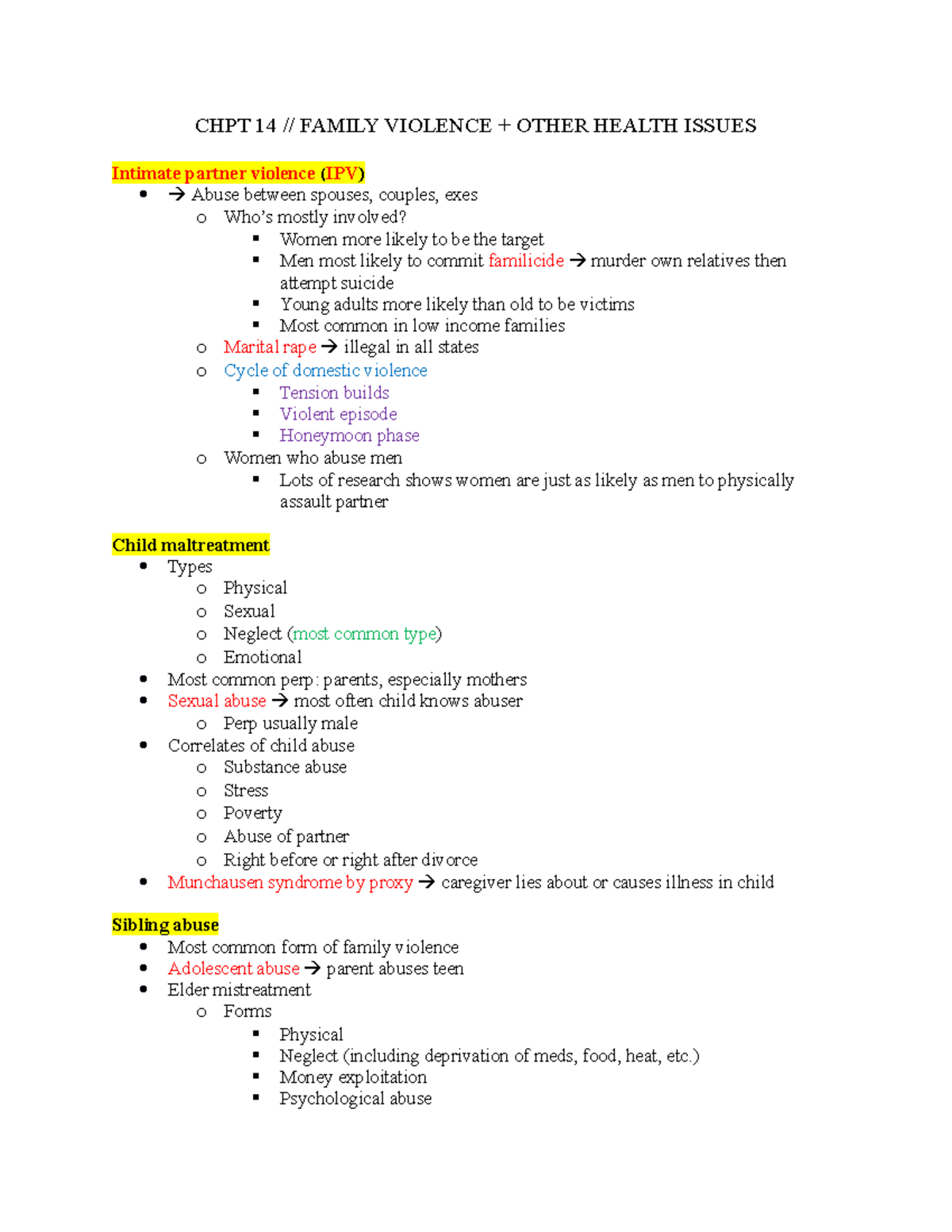 CHPT 14 violence - Lecture notes 14 - CHPT 14 // FAMILY VIOLENCE ...