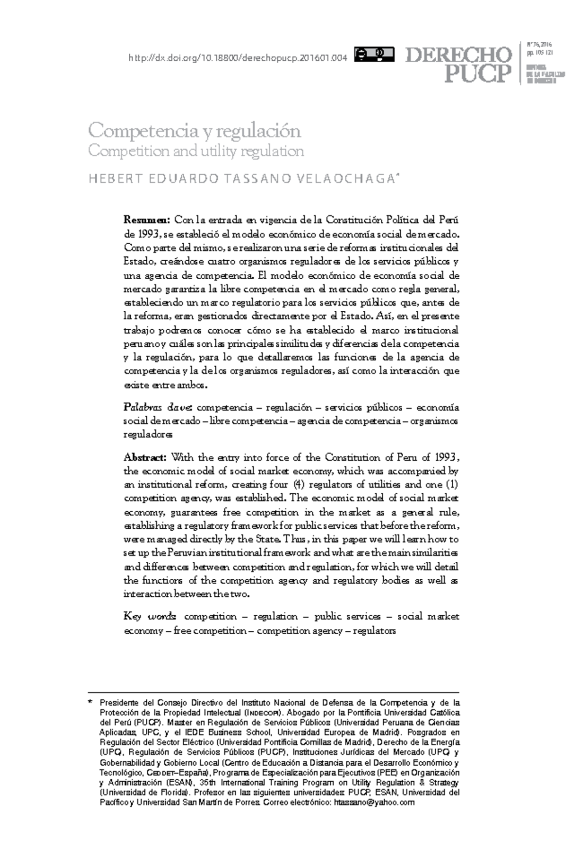5. Tassano - Competencia y Regulacion - N° 76, 2016 pp. 105 ...