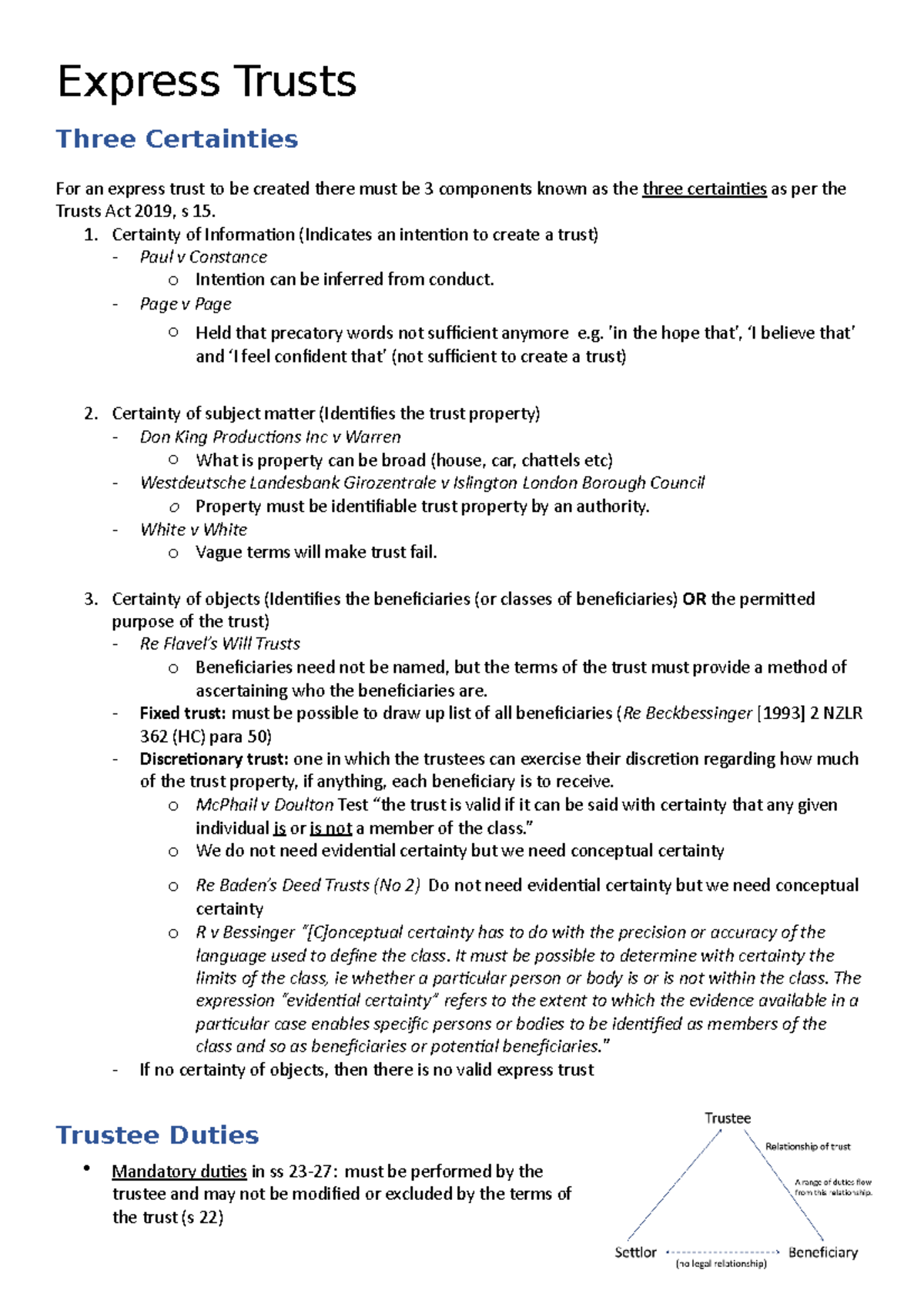 Trusts Mid Year Exam Notes Equity And Trusts Ucnz Studocu