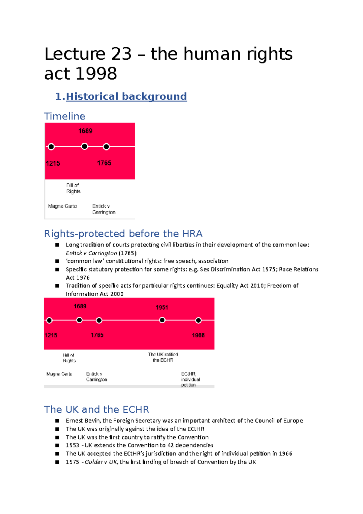 Lecture 23 – the human rights act 1998 - Lecture 23 – the human rights ...