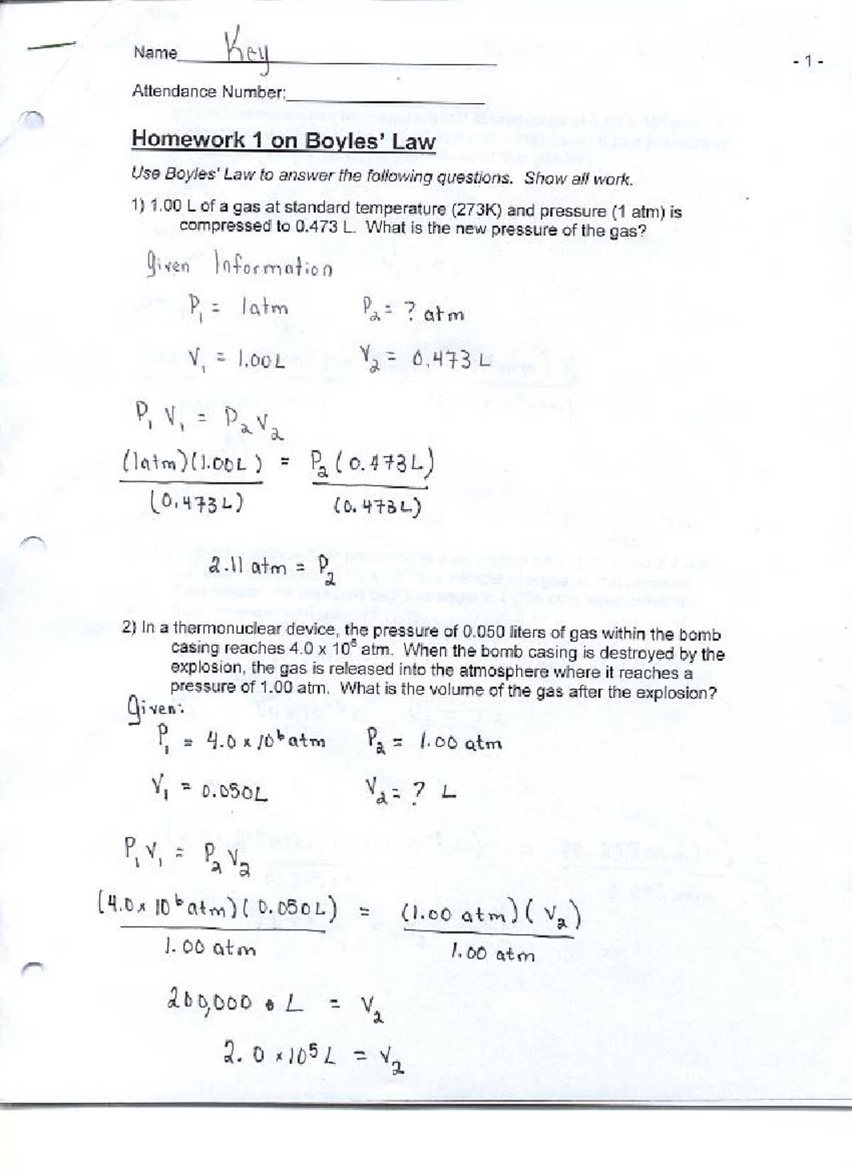 Gas Laws Homework Solutions - Studocu