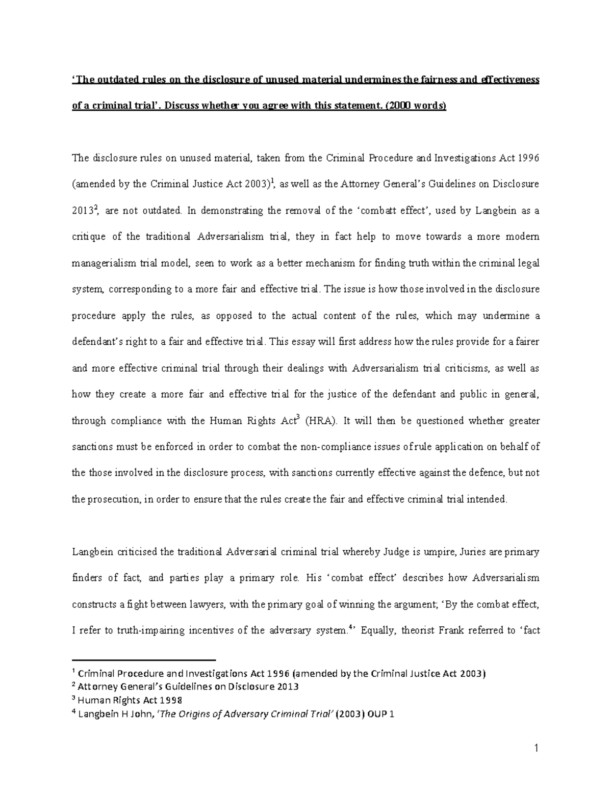 Disclosure of unused material essay - ‘The outdated rules on the ...