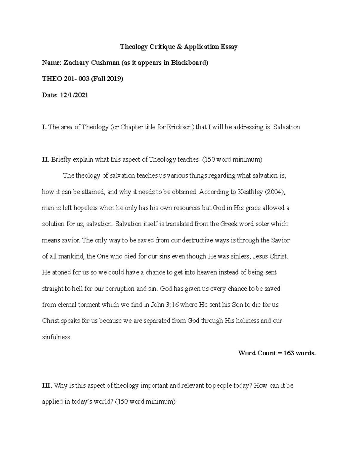 Theology and Cultural Application Paper - Theology Critique ...