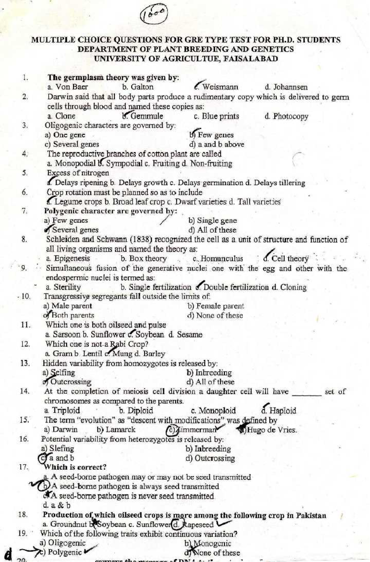 1000 PBG MCQs - Geography - Studocu