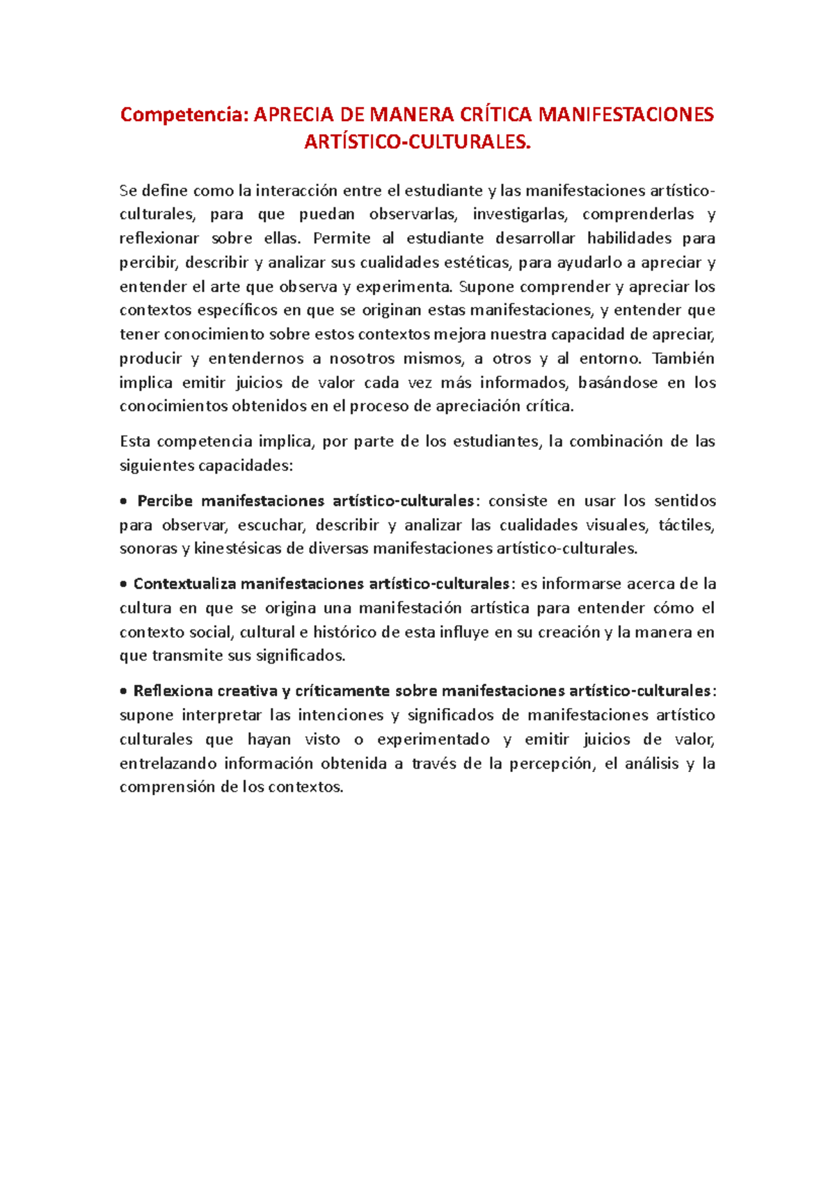 Competencia Aprecia Y CREA - Competencia: APRECIA DE MANERA CRÍTICA ...