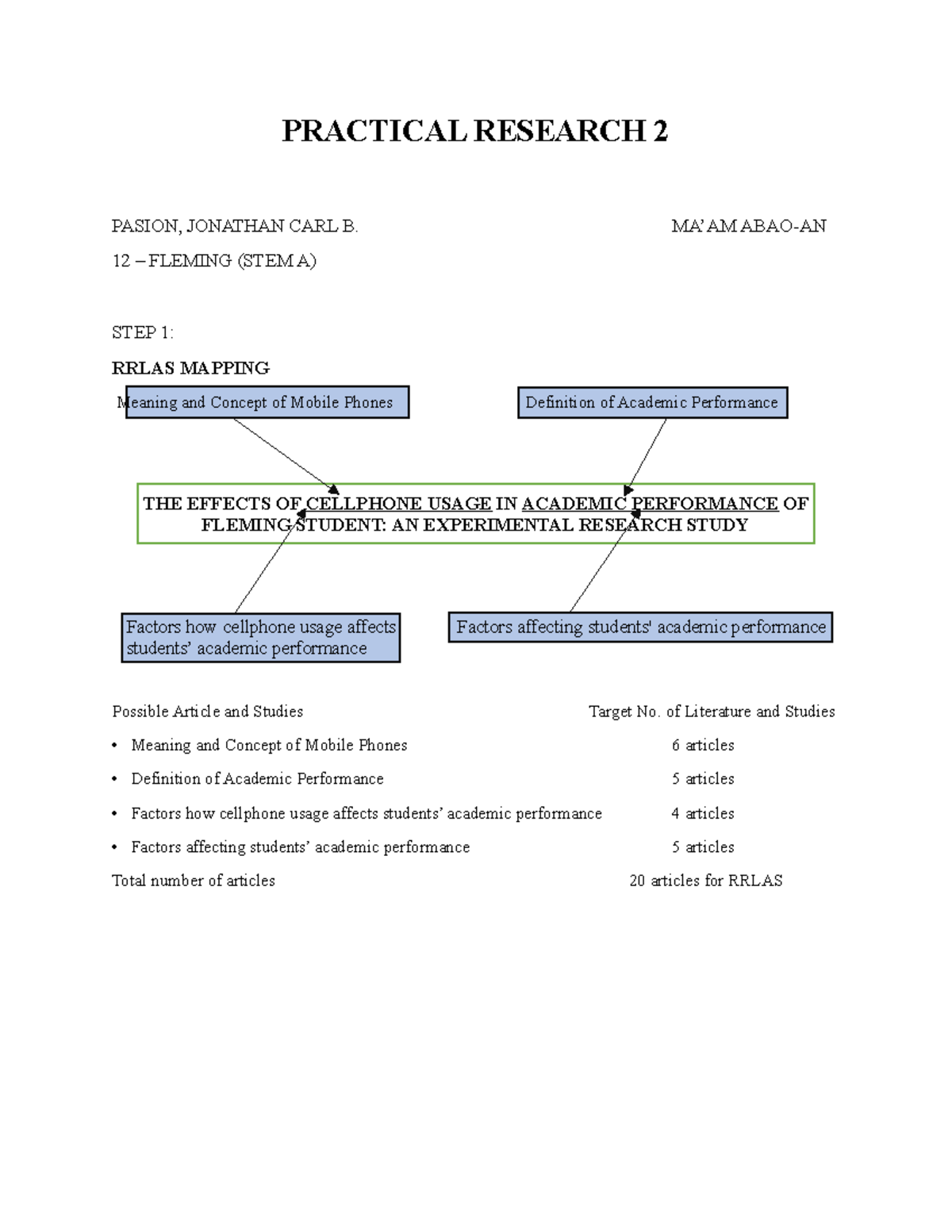 Rrlas - PRACTICAL RESEARCH 2 PASION, JONATHAN CARL B. MA’AM ABAO-AN 12 ...