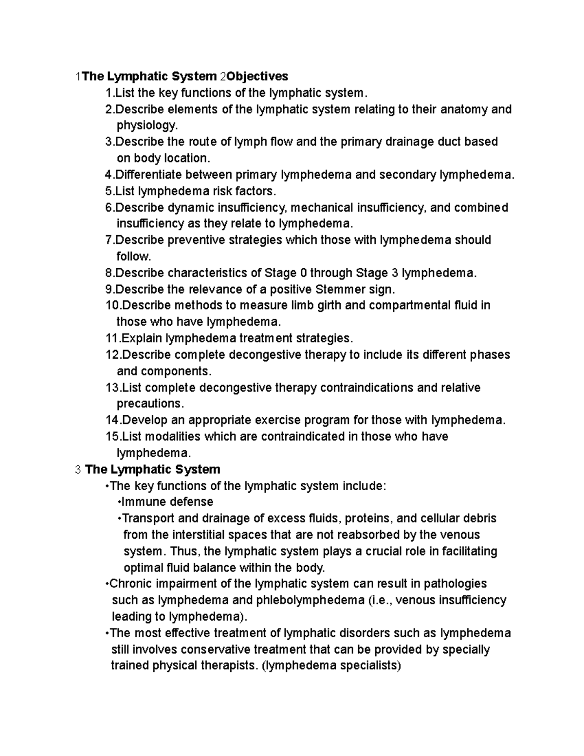 The Lymphatic System - 2 elements of the lymphatic system relating to ...