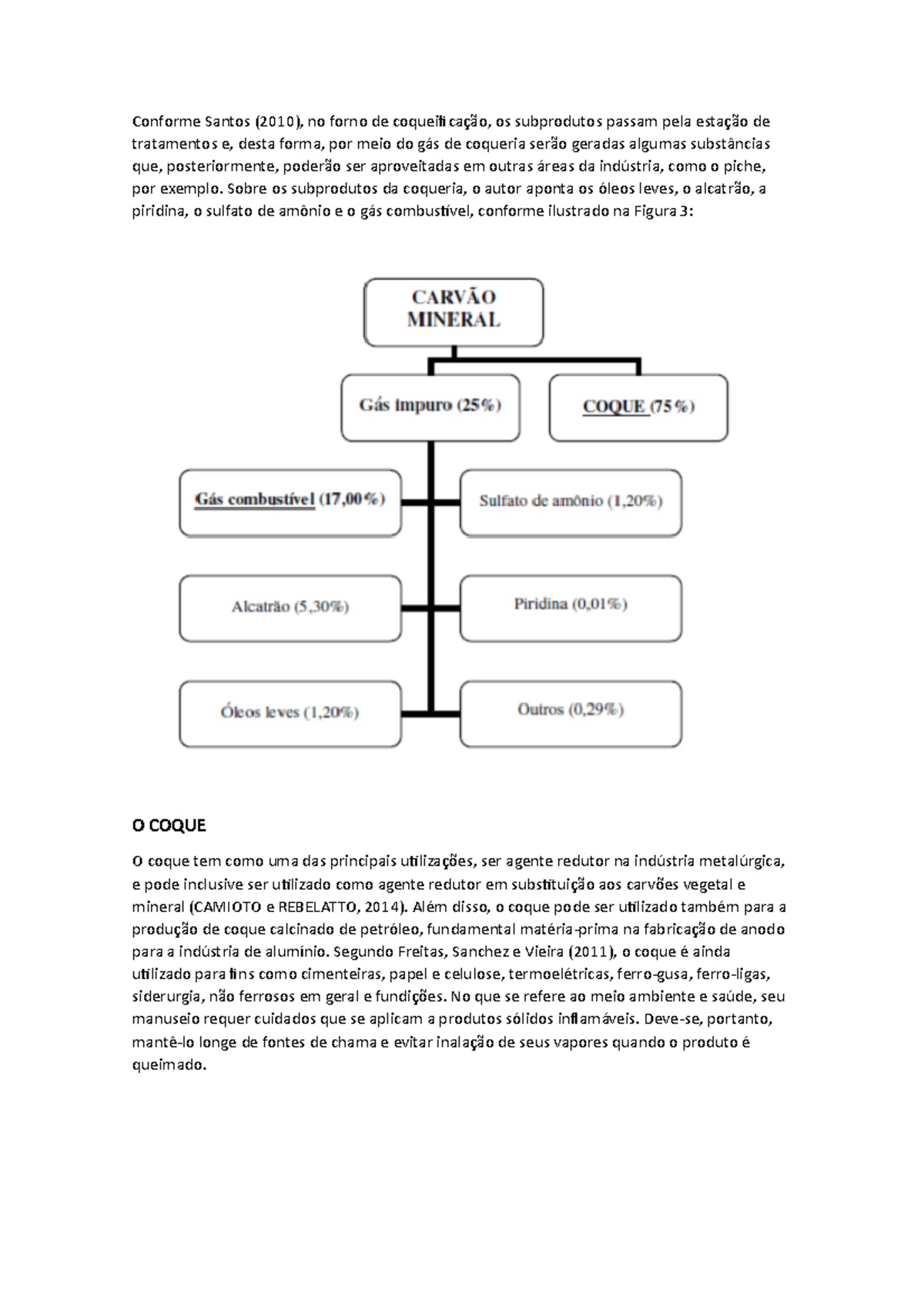Coqueria - Conforme Santos (2010), no forno de coqueiicação, os ...