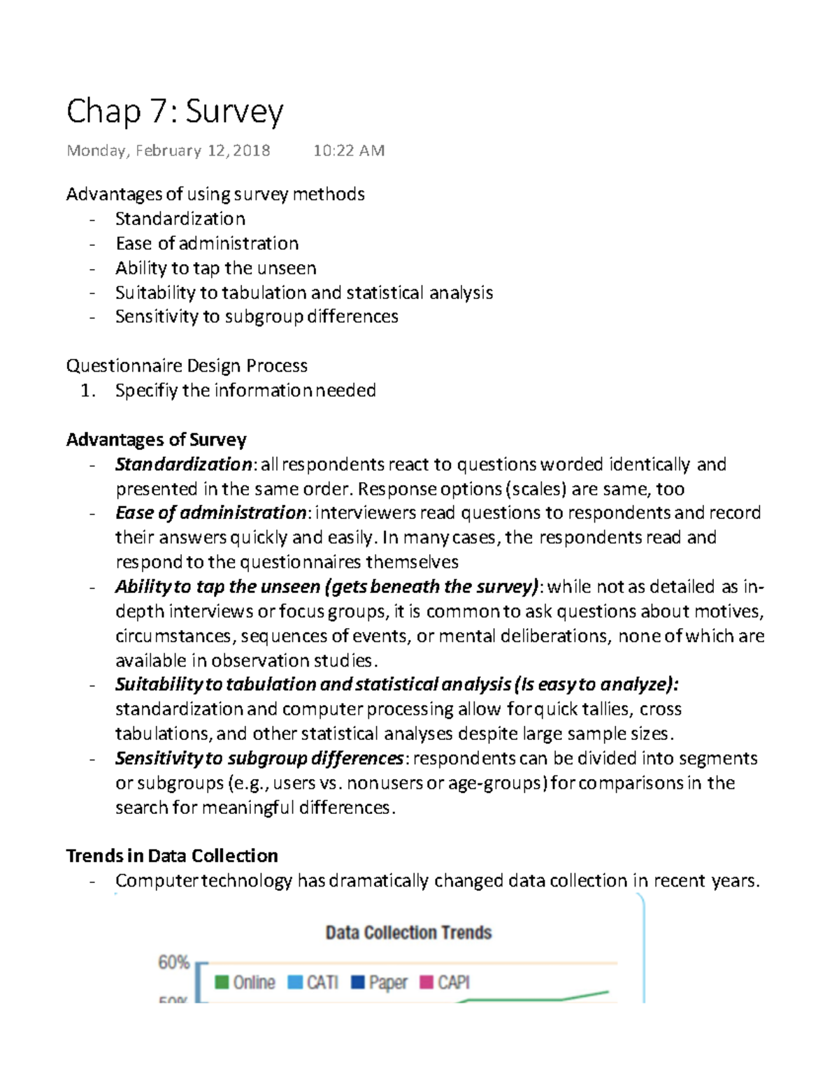 Chap 7 Survey - Lecture notes 7 - Chap 7: Survey Monday, February 12 ...