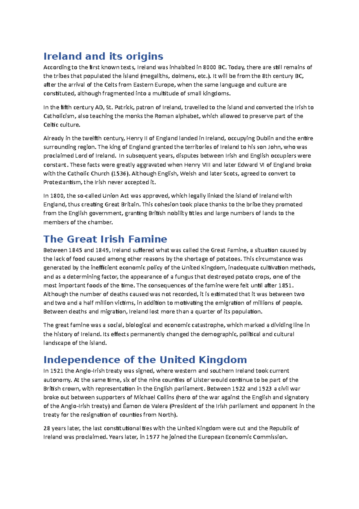 Historia De Irlanda - Ireland and its origins According to the first ...