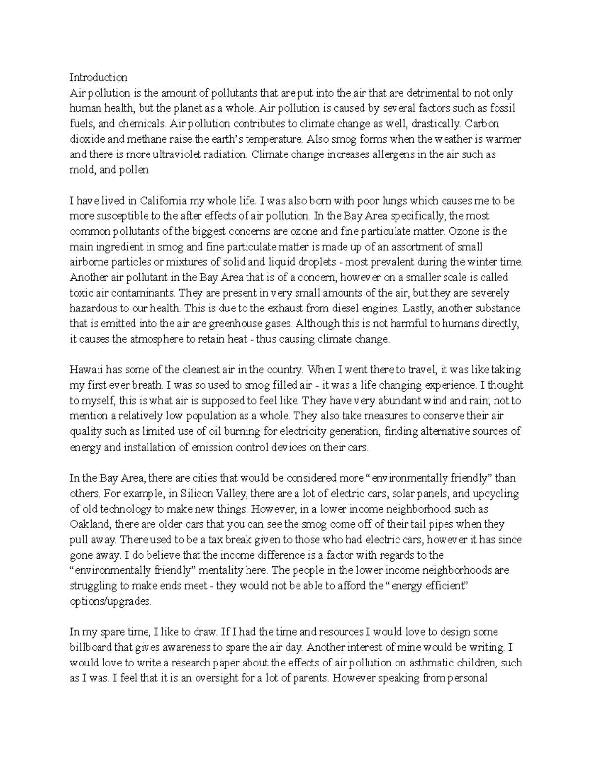 Written Assignment Unit 6 - Environmental Science - Introduction Air ...