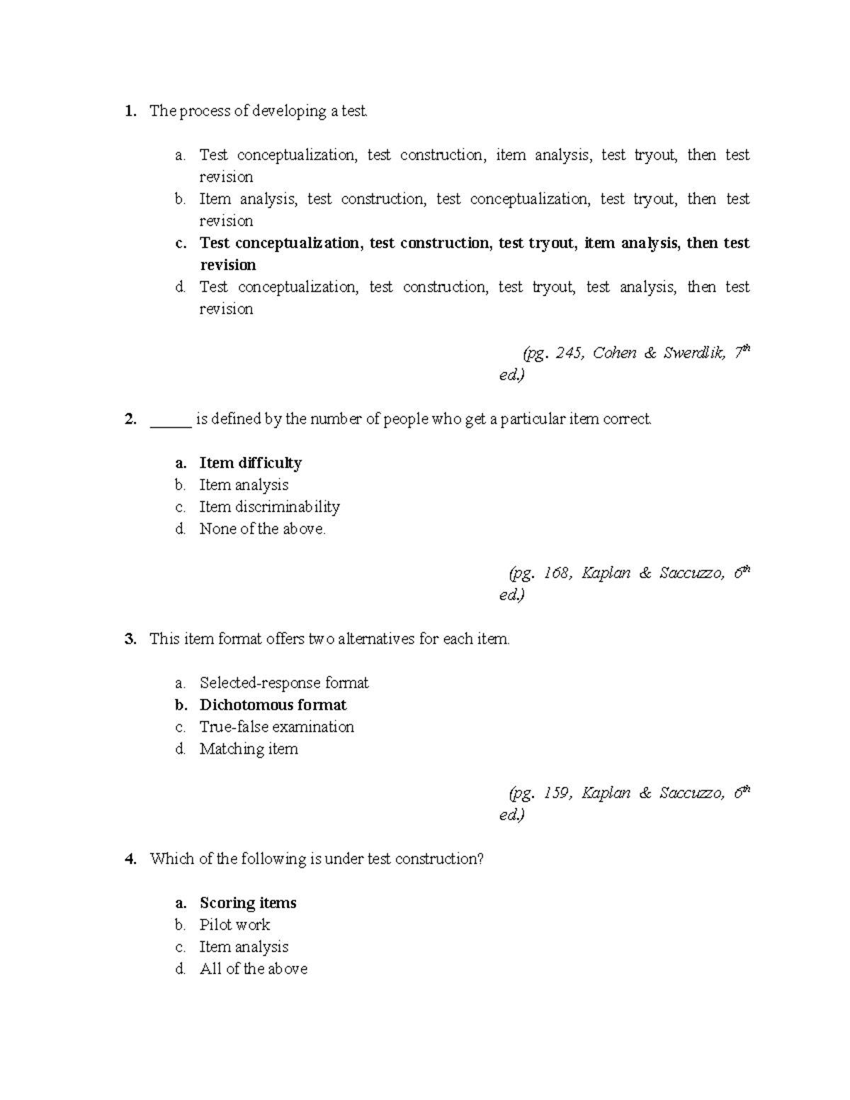 TEST Development Reviewer - 1. The process of developing a test. a ...