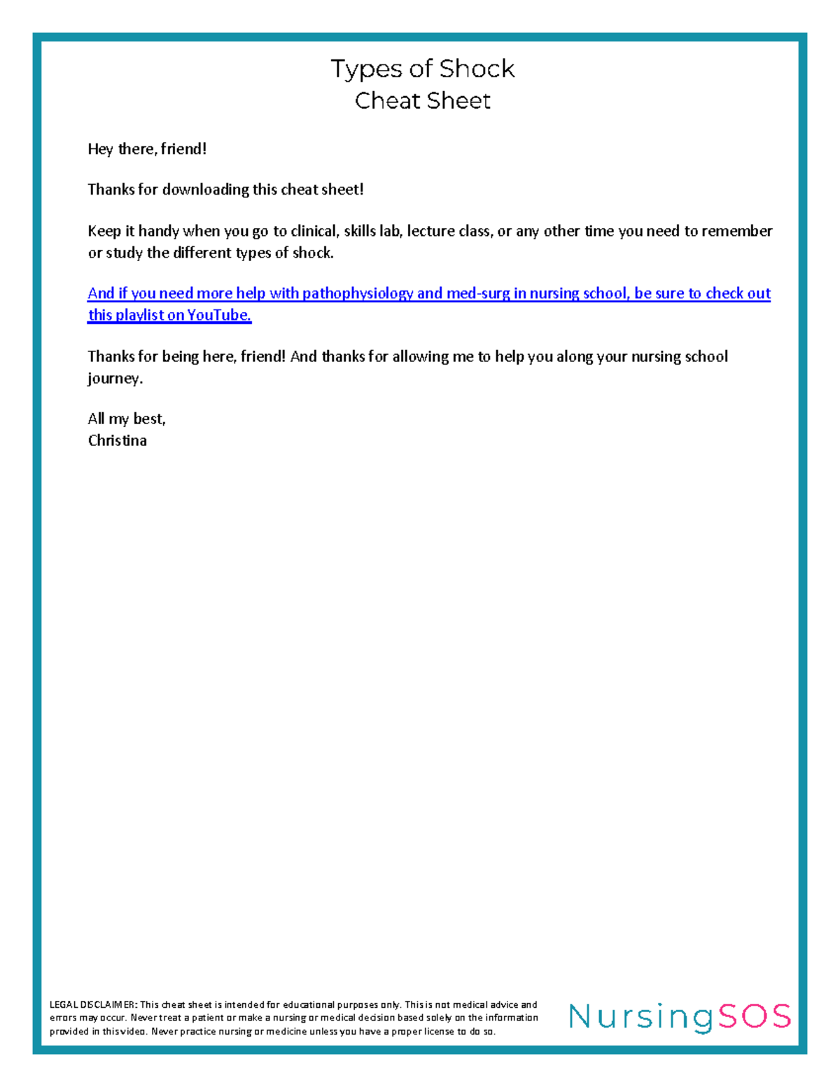 Types of Shock Cheat Sheet - Hey there, friend! Thanks for downloading ...