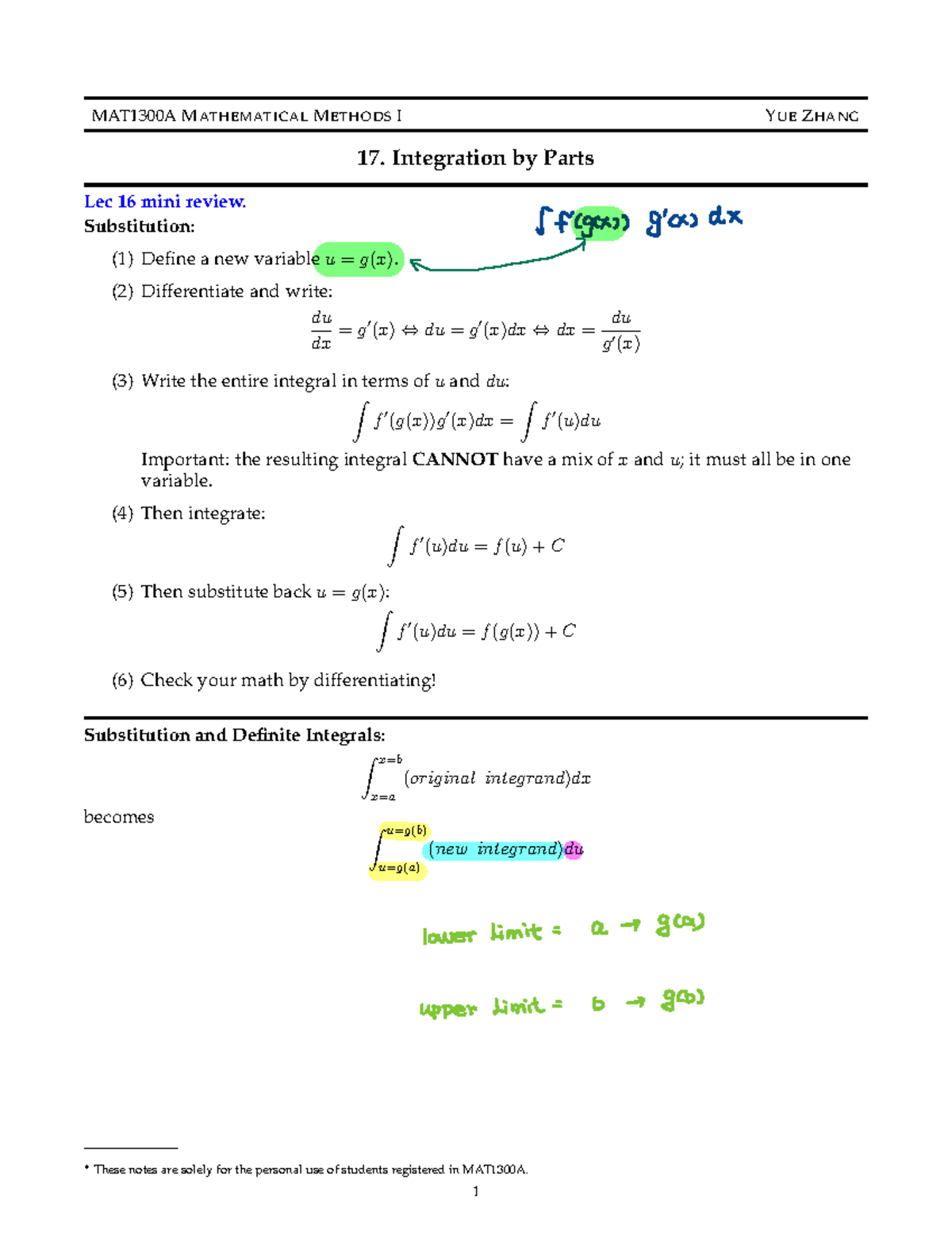 Lecture note 17-filled - MAT1300A MATHEMATICALMETHODSIYUEZHANG 17 ...