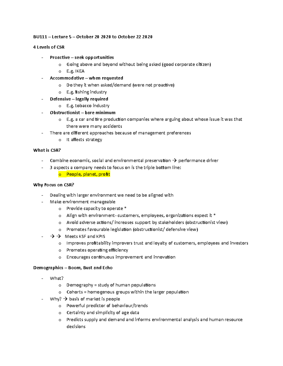 BU111 Lecture 5 - BU111 – Lecture 5 – October 20 2020 to October 22 ...