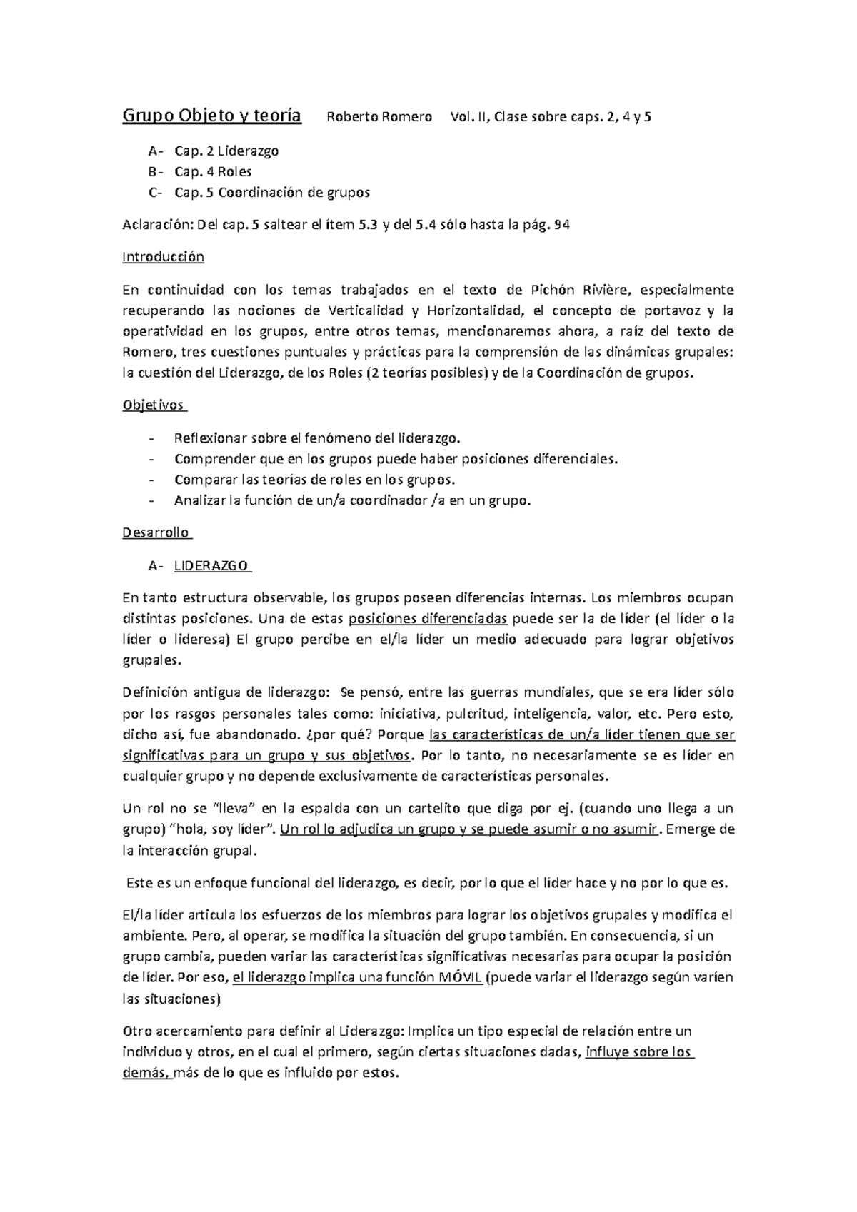 Clase R Romero Grupo Objeto y teoria Vol II cap 2451 - Grupo Objeto y ...