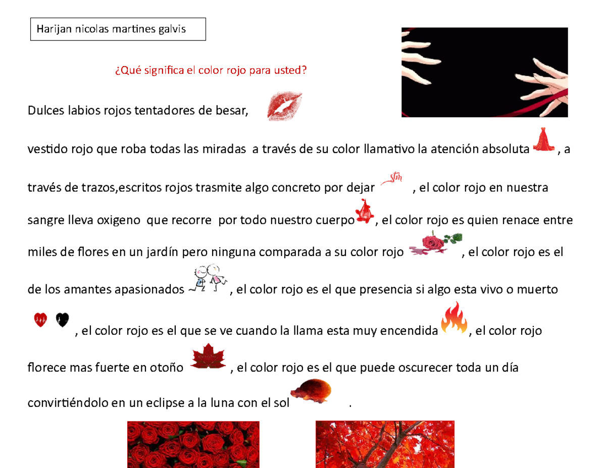 Taller ¿Qué significa el color rojo para usted - ¿Qué significa el ...
