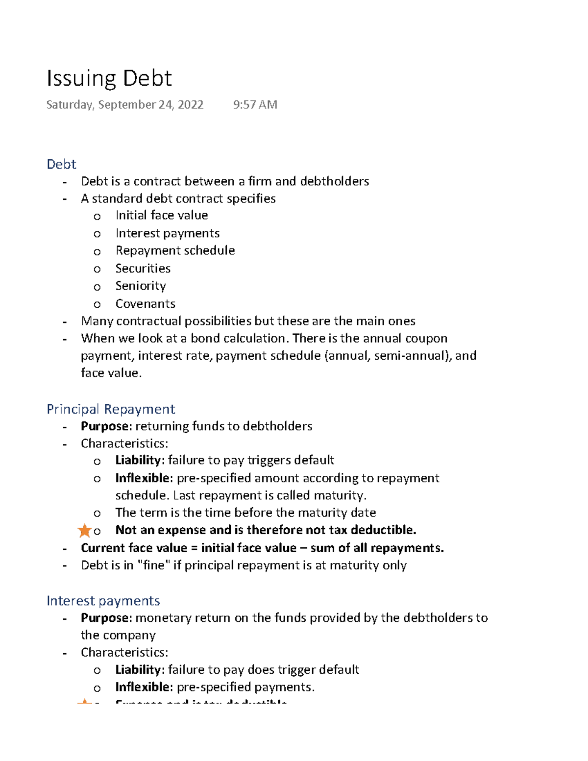 Issuing debt - Debt Debt is a contract between a firm and debtholders A ...