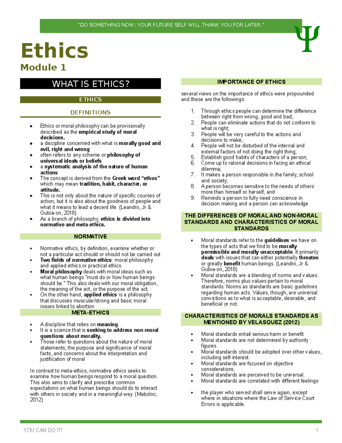 Trans Ethics - Ethics Module 1 WHAT IS ETHICS? ETHICS DEFINITIONS ...