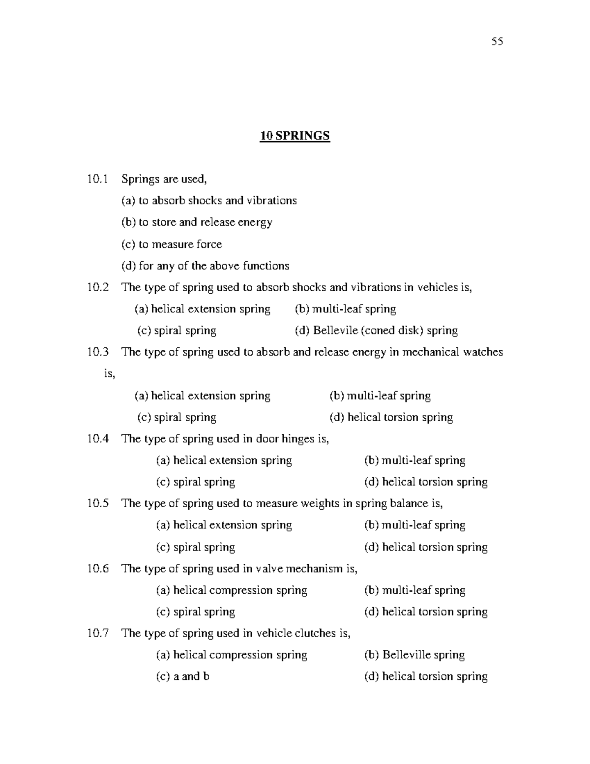 UNIT 6 Mechanical Springs - 10 SPRINGS 10 Springs are used, (a) to ...